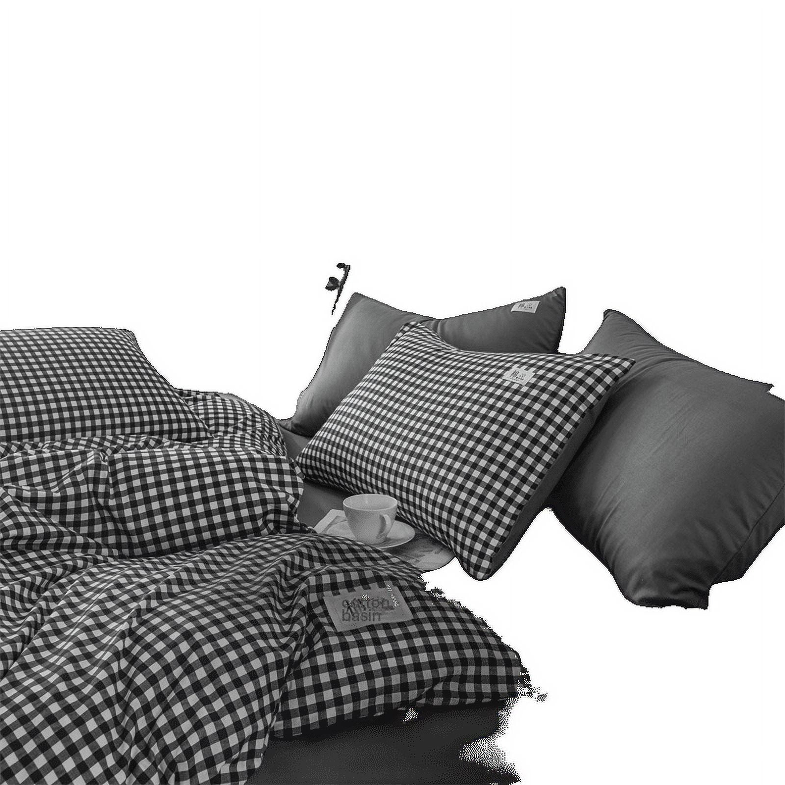 Pure Cotton Simple Style Pure Cotton Four Piece Striped Plaid Bedding