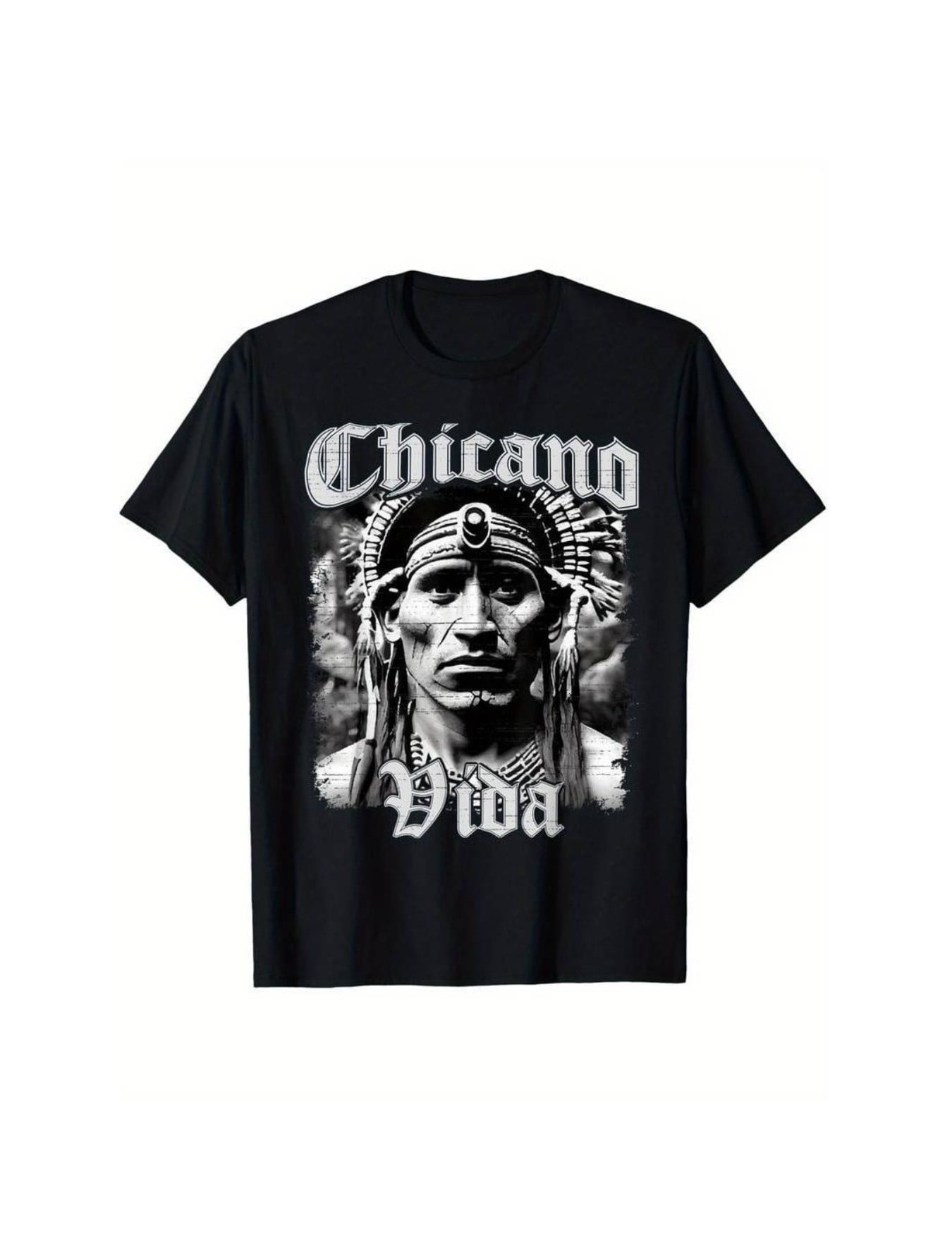 Pure Cotton T-shirt Chicano Vida retro Aztec Native American Mexican T ...