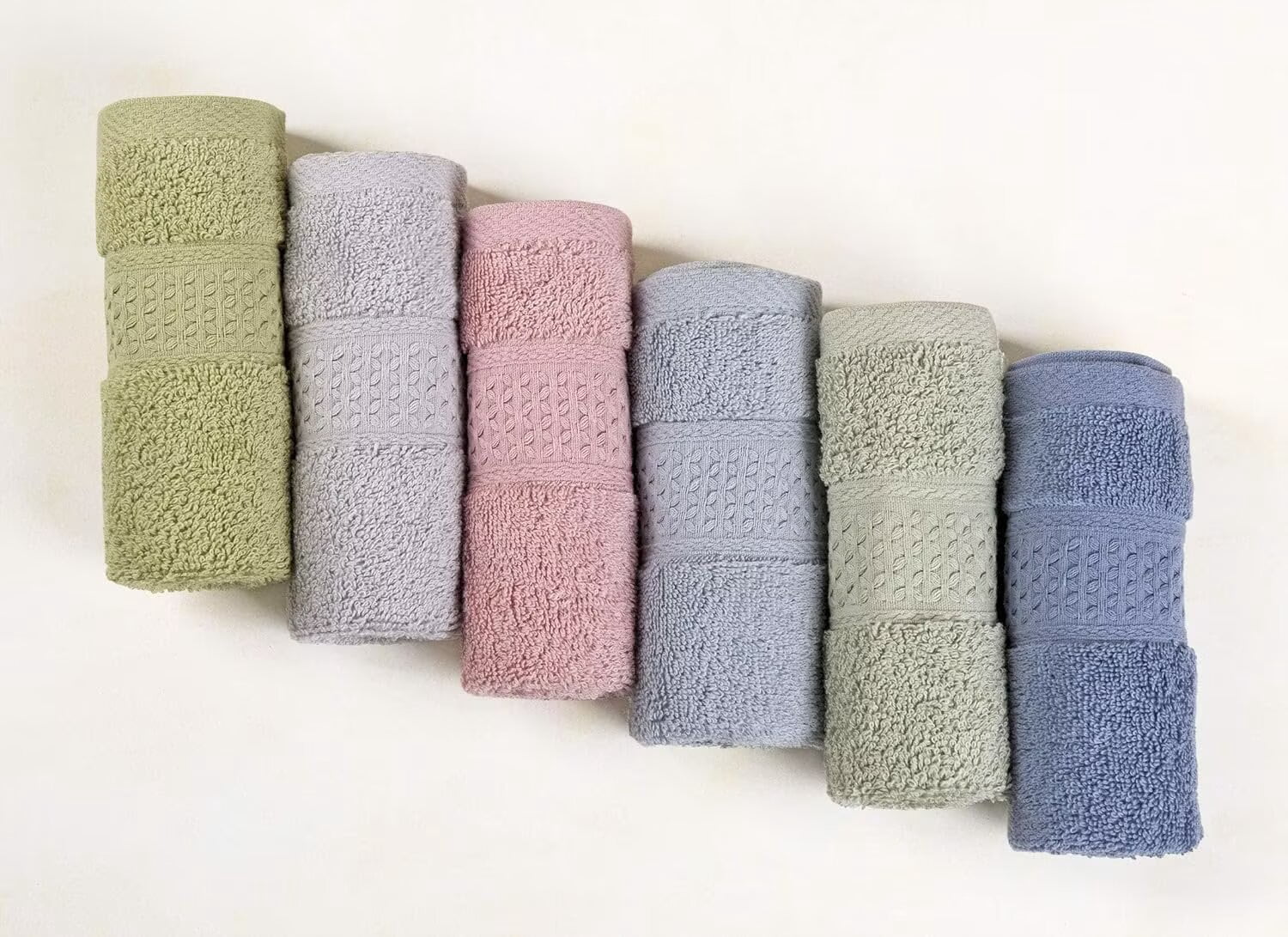 Pure Cotton Wash Cloths Face Towels, 6 Colors per Set, 13 x 13 Inches ...