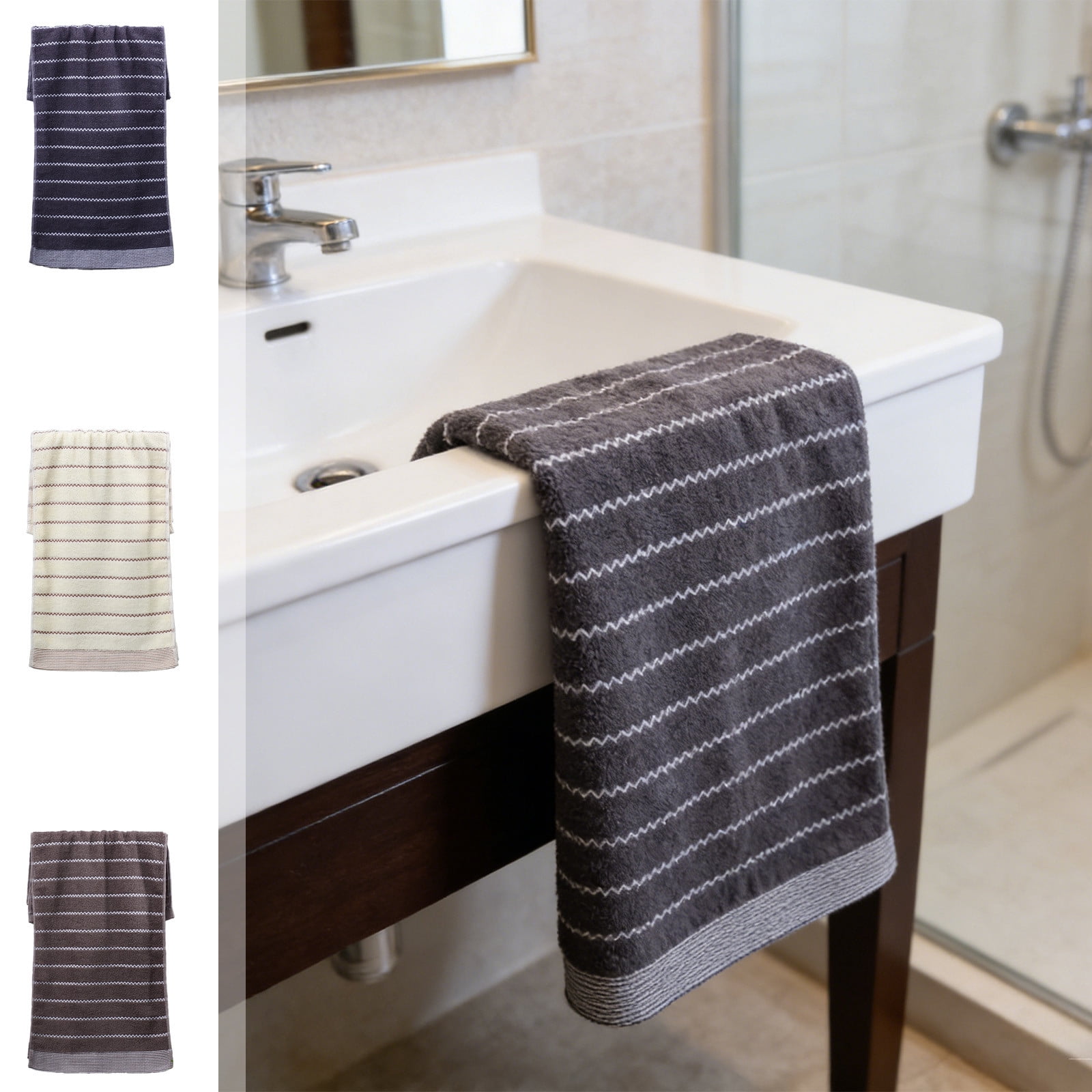 Pure Cotton Water Wave Pattern Hand Towels Soft Absorbent Face Towel ...