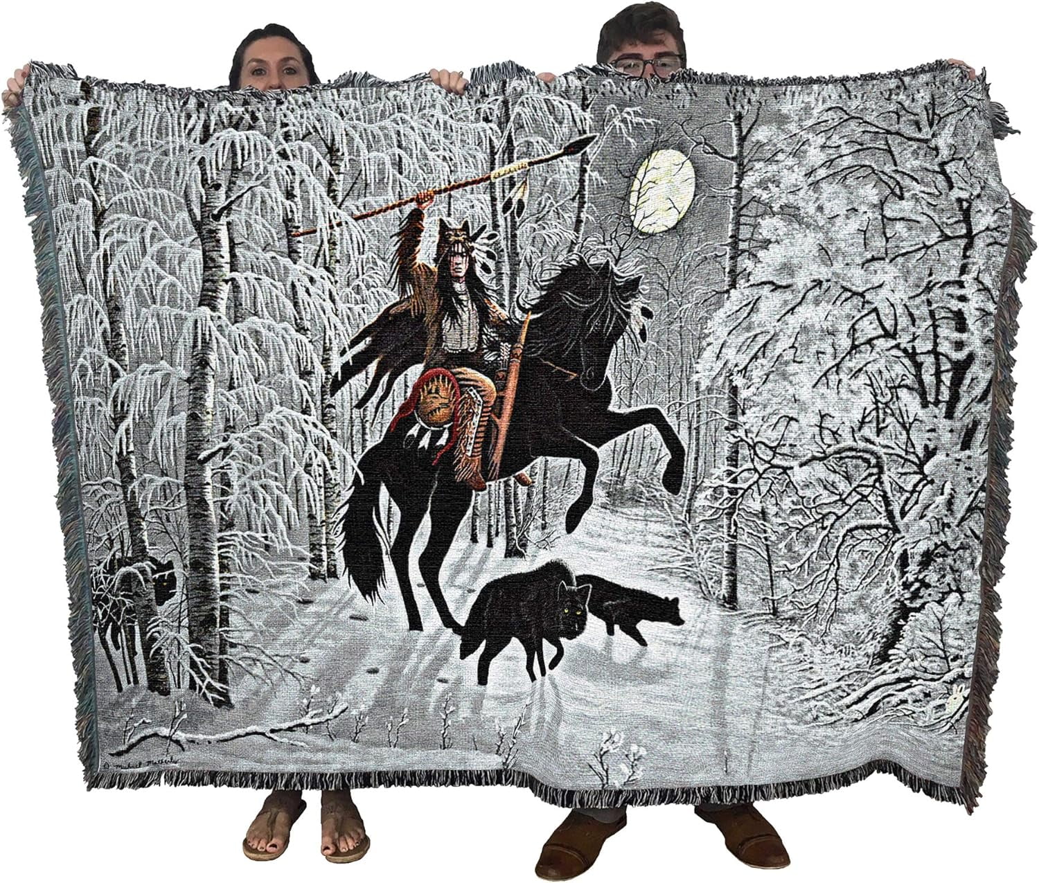 Pure Country Weavers The Awakening Warrier Wolves Blanket by Michael ...