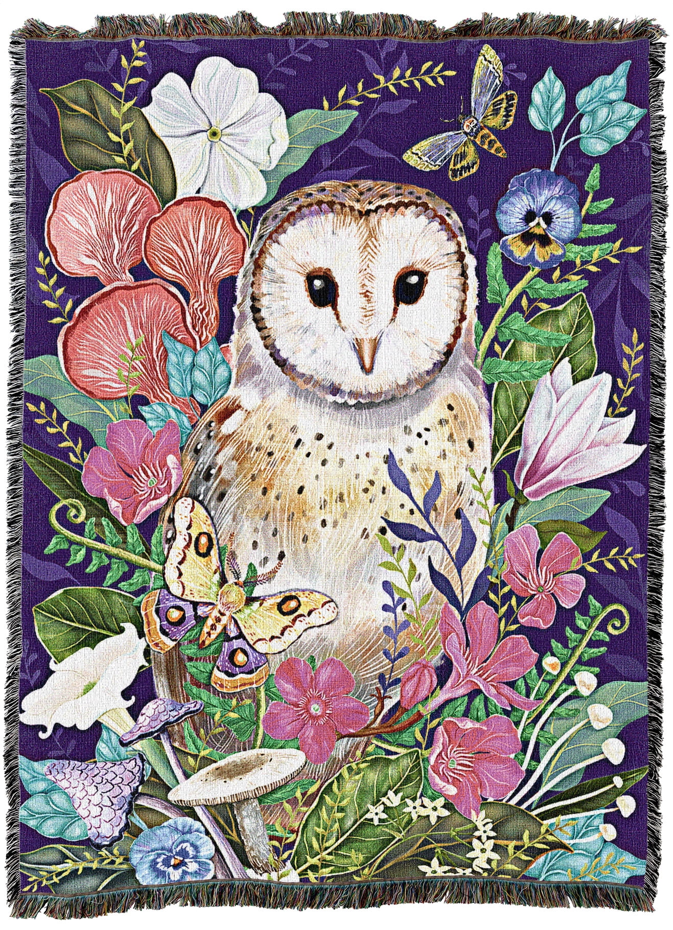 Pure Country Weavers Barn Owl Mushrooms Flowers Blanket - Walmart.com