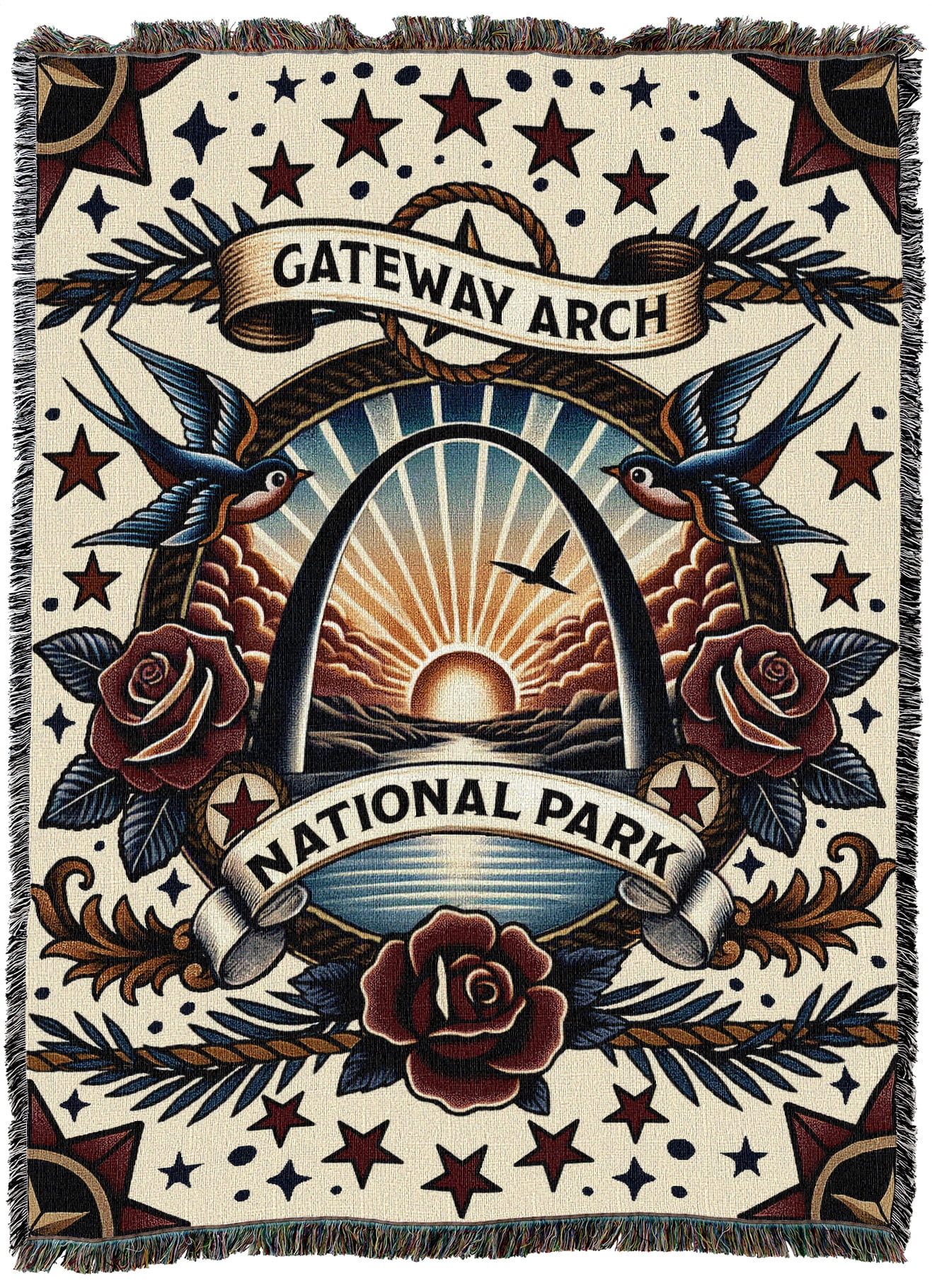 Pure Country Weavers Gateway Arch National Park Tattoo Style Blanket ...