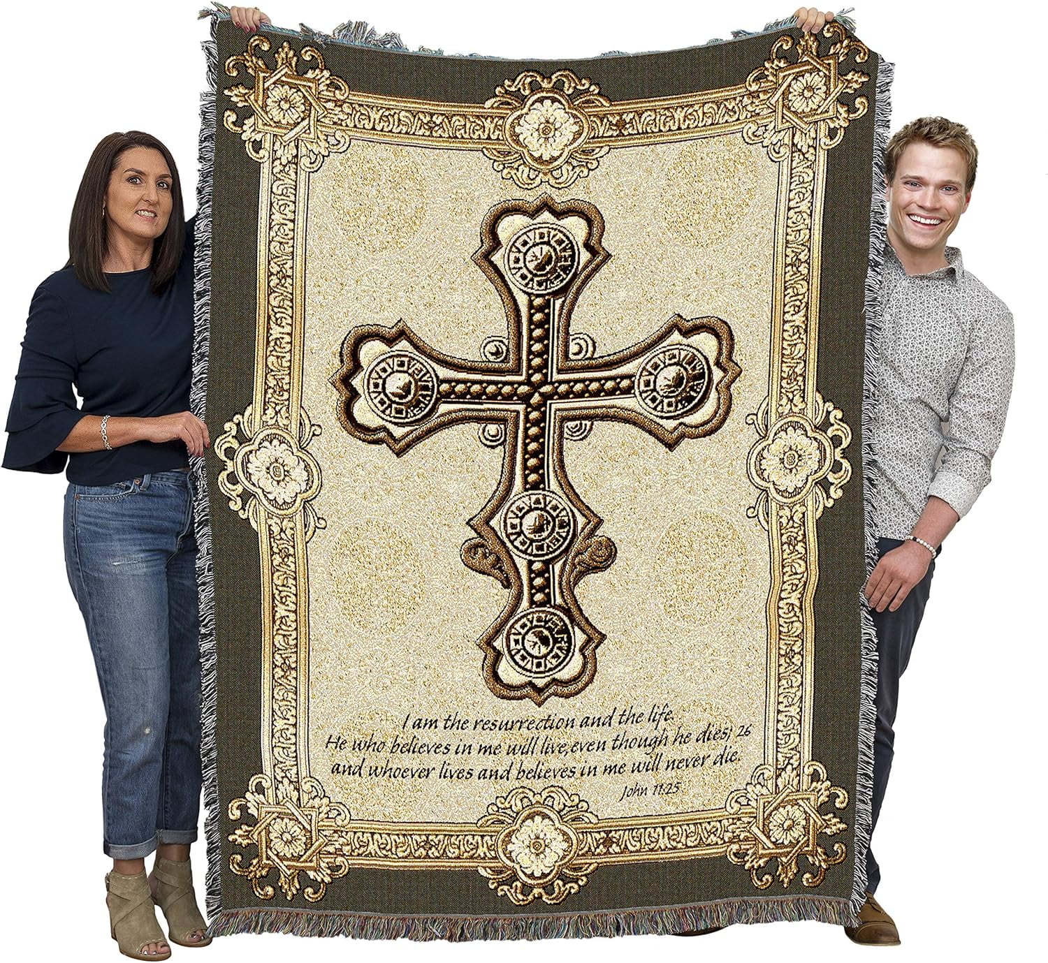 Pure Country Weavers Gothic Cross Blanket - I Am The Resurrection and ...