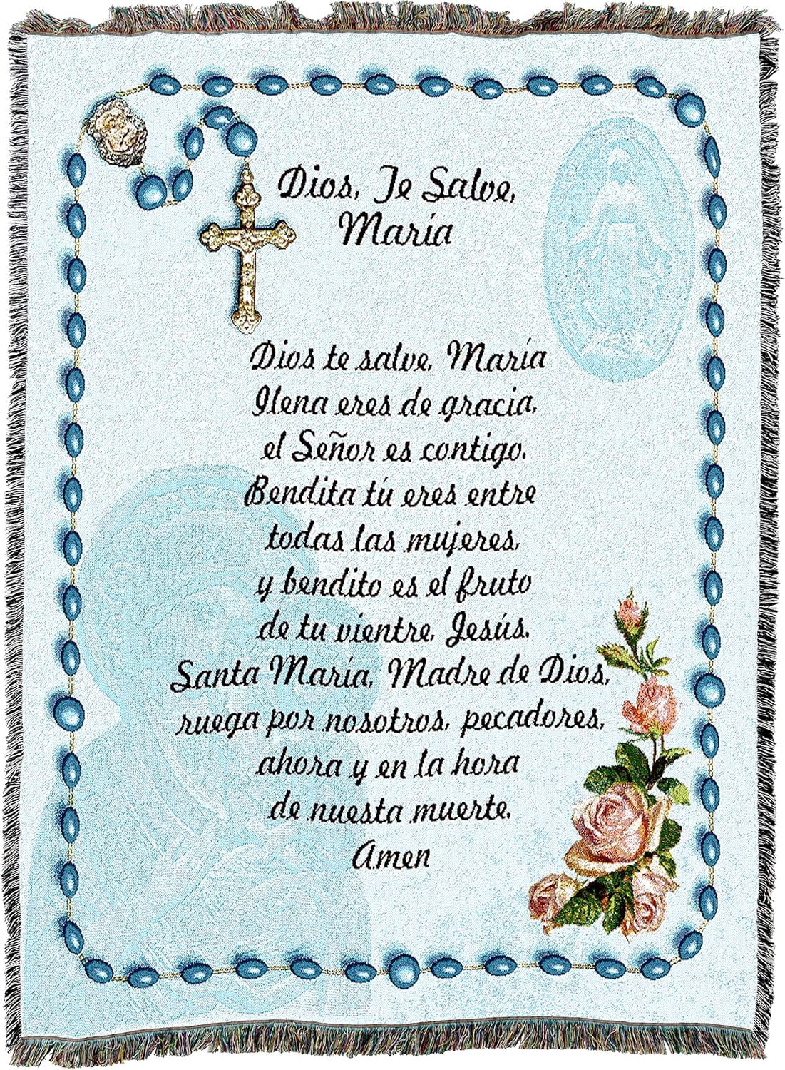 Pure Country Weavers Hail Mary Prayer with Rosary Blanket Spanish XL ...