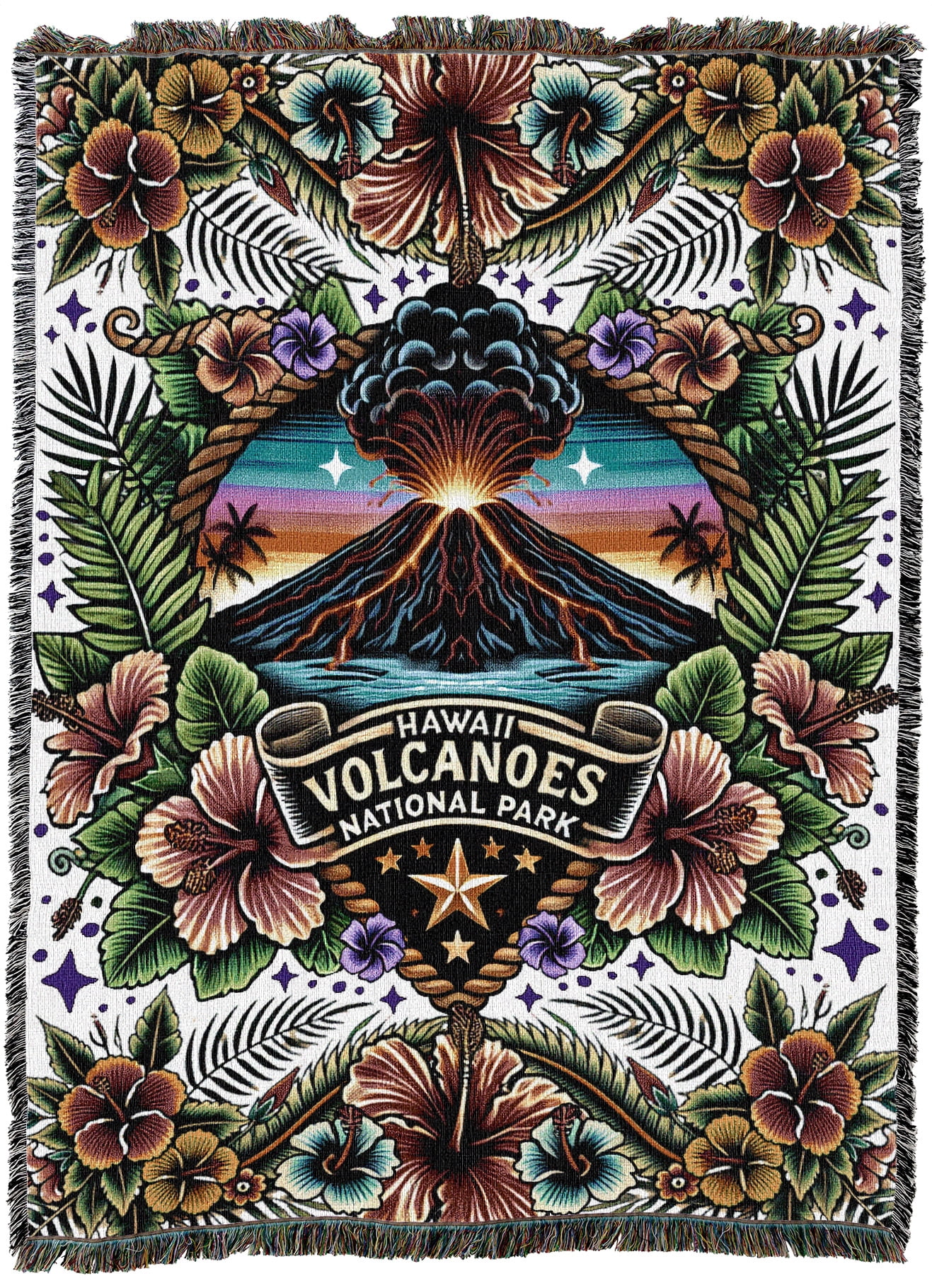 Pure Country Weavers Hawaii Volcanos National Park Tattoo Style Blanket ...