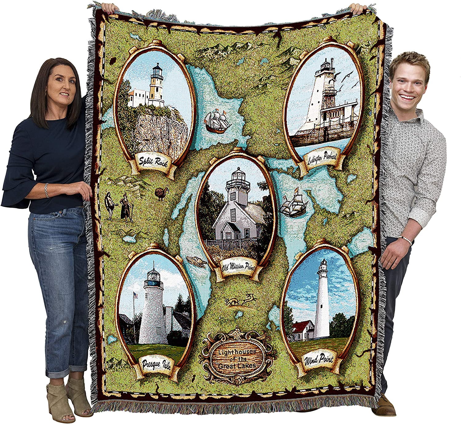 Pure Country Weavers Lighthouses of The Great Lakes Blanket - Wind ...