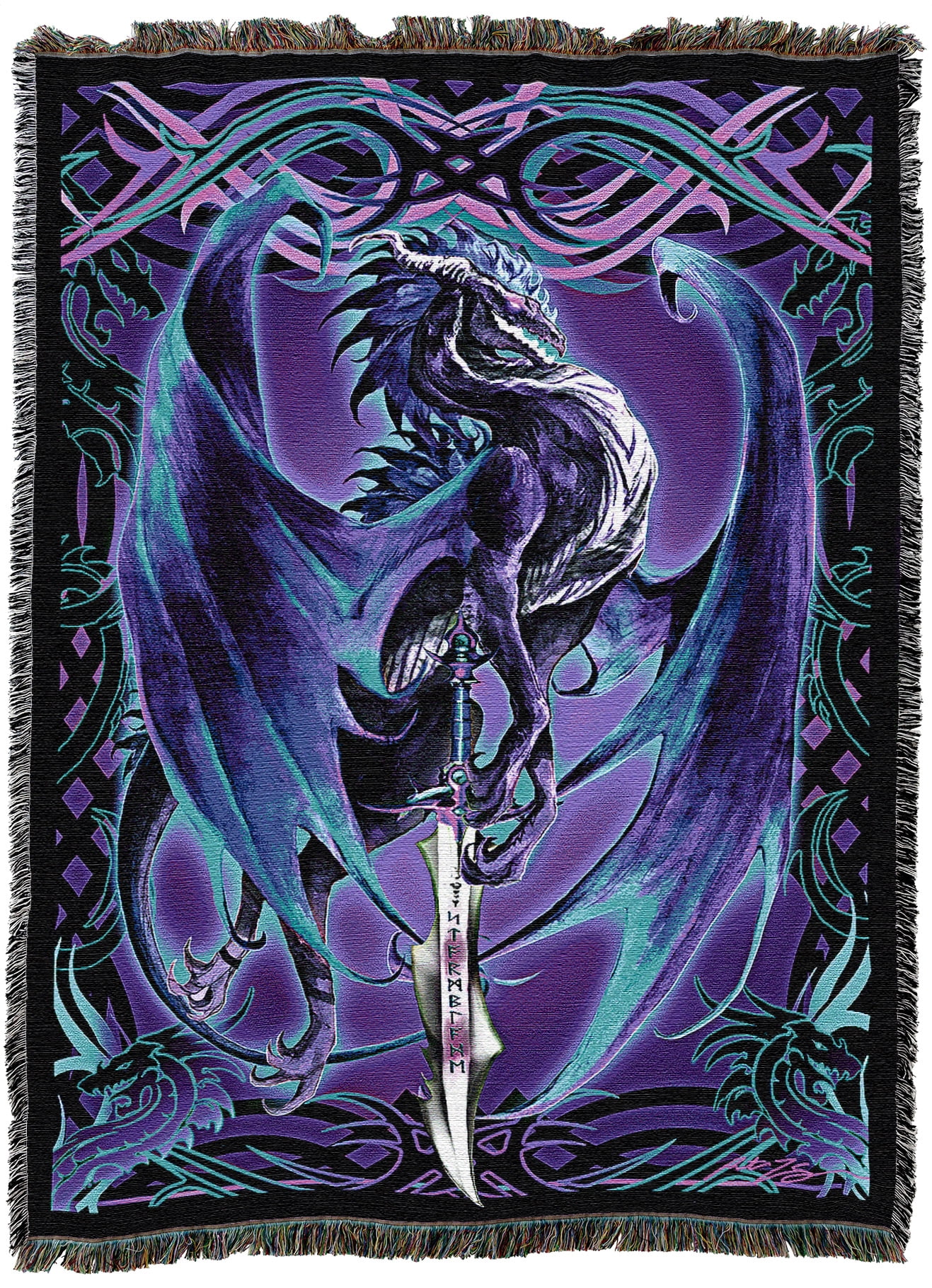 Pure Country Weavers Storm Dragon Blade Large Tapestry Throw Woven from ...