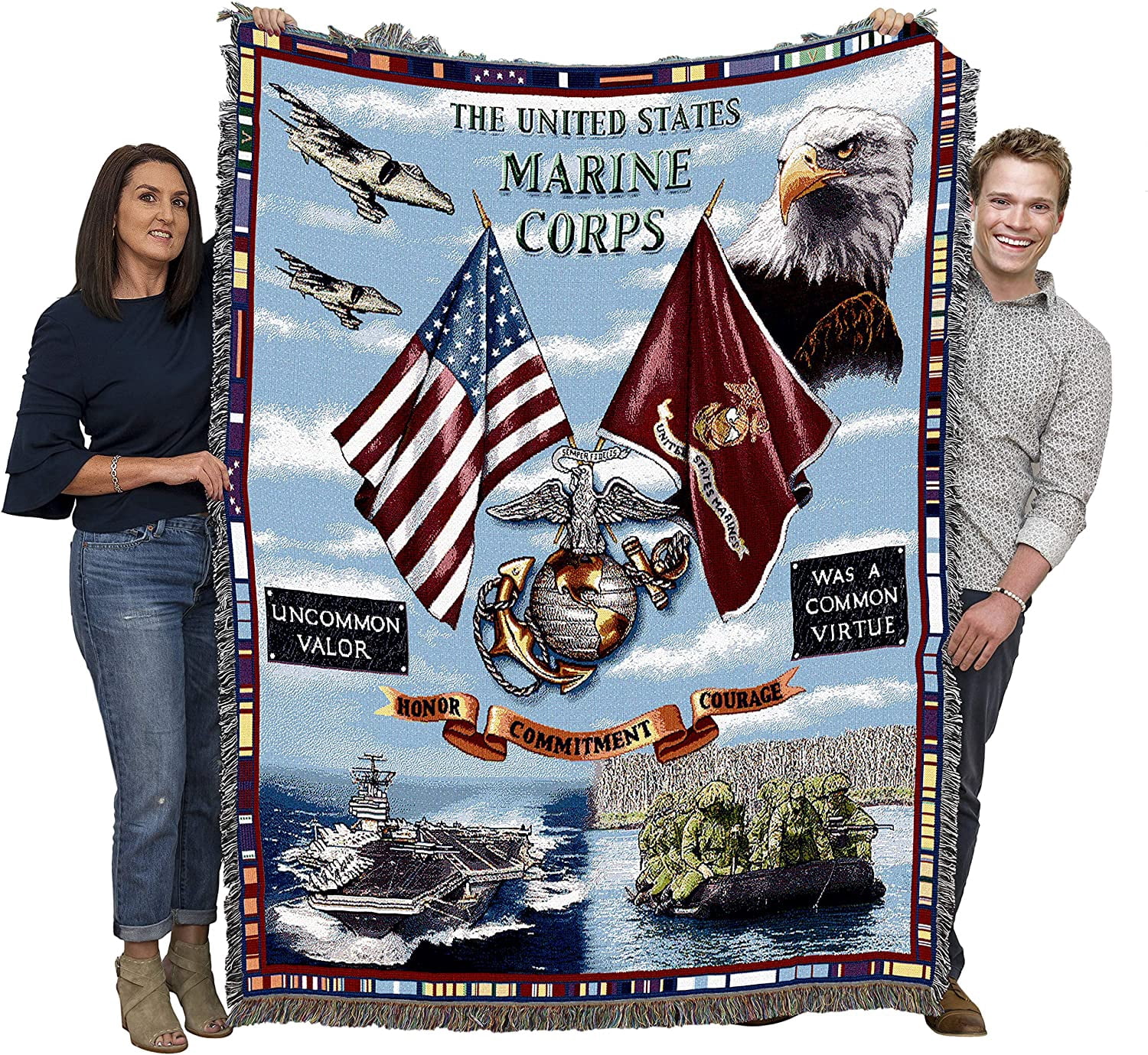 Pure Country Weavers US Marine Corps - Land Sea Air Blanket - Gift ...