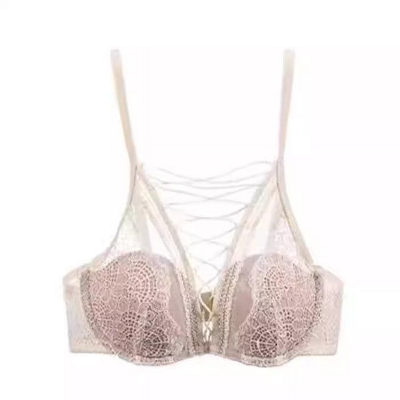 Pure Desire Lace-up Cutout Lace Bra Set French Style Large and Small ...
