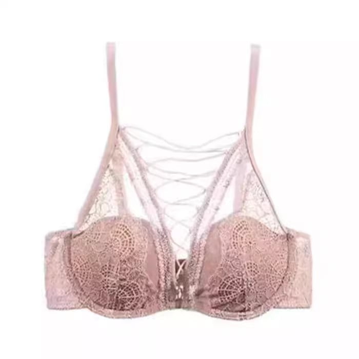 Pure Desire Lace-up Cutout Lace Bra Set French Style Large and Small ...