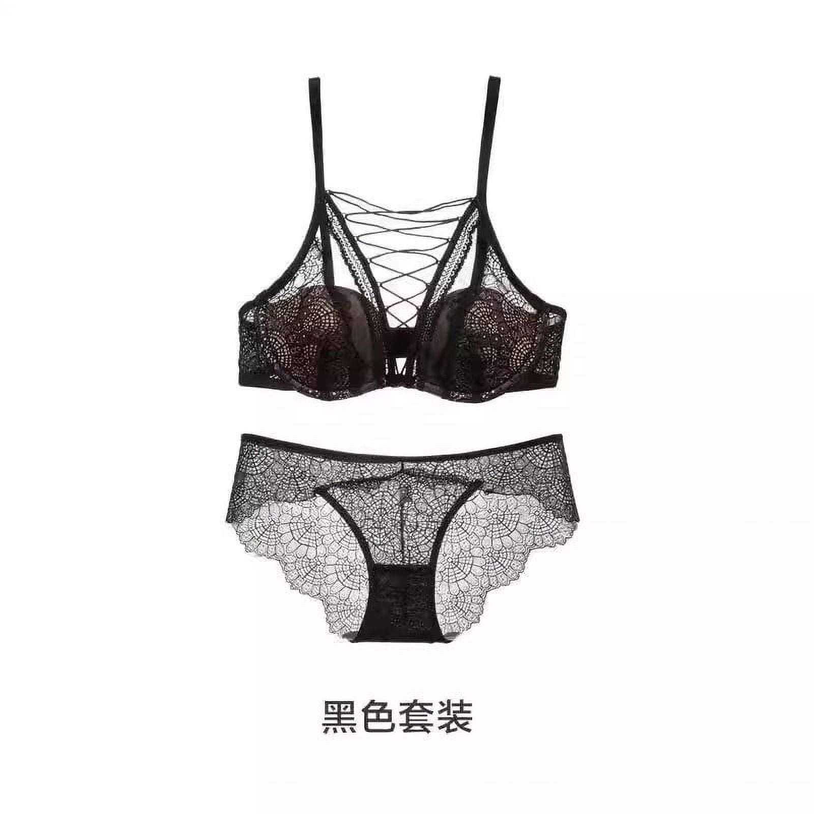 Pure Desire Lace-up Cutout Lace Bra Set French Style Large and Small ...