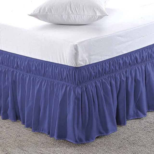 Pure Dreams Wrap Around Dust Ruffle Bed Skirt, 100% Microfiber, 14 Inch Drop, Easy Fit Elastic ...