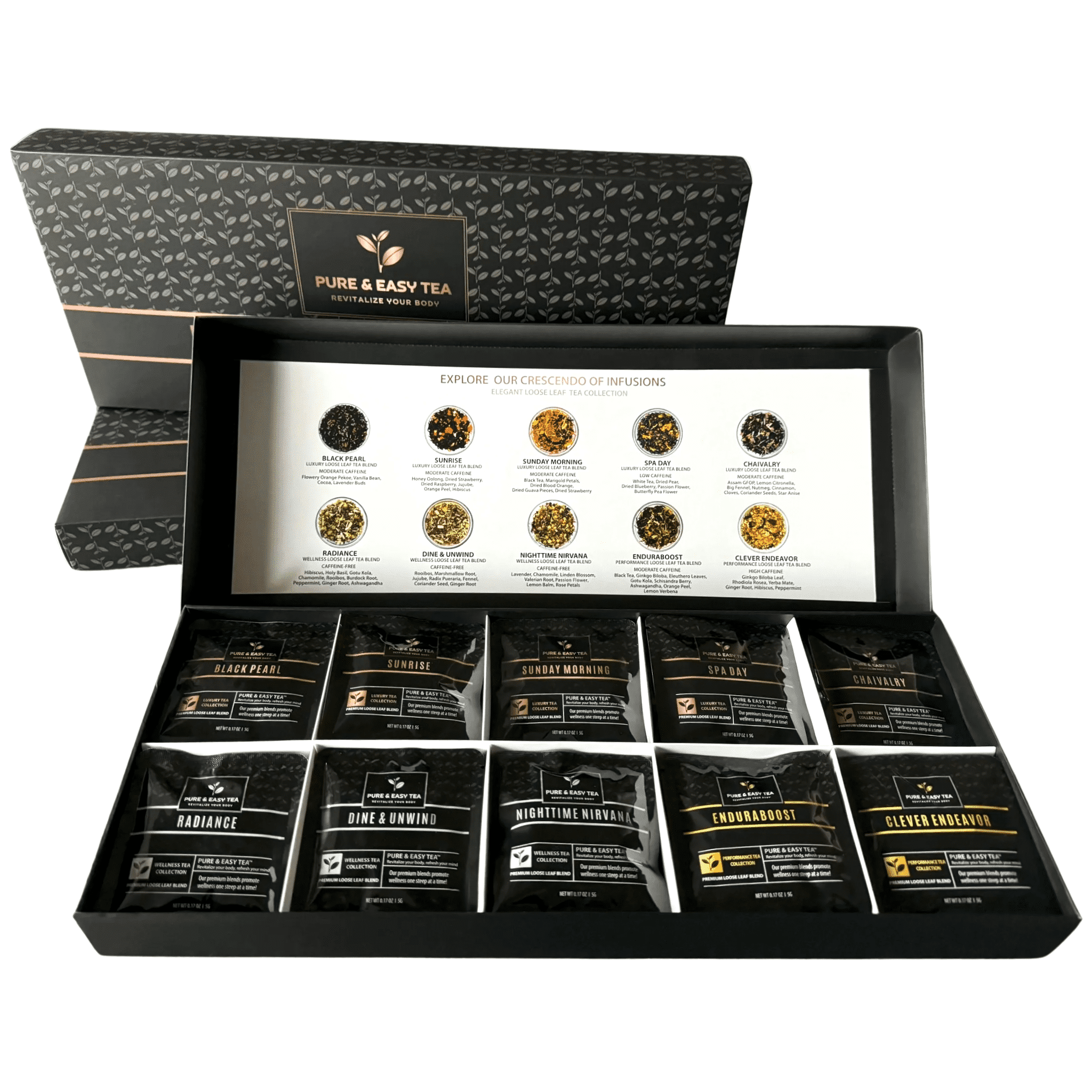 Pure And Easy Tea, Premium Tea Collection, 30 Count Sampler Set, 100% ...