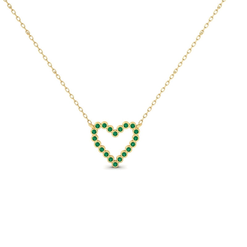 Pure Elegance Open Heart Shape Green Emeralds Gemstones 14K White Gold ...