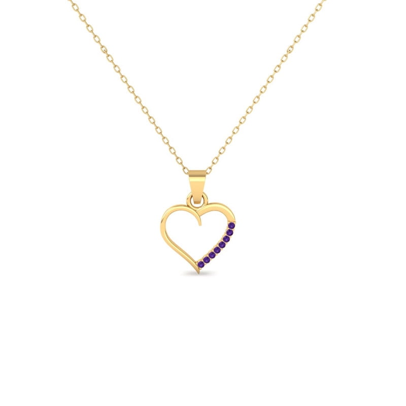 Pure Elegance Open Heart Shape With Side Amethyst Gemstone 925 Sterling ...
