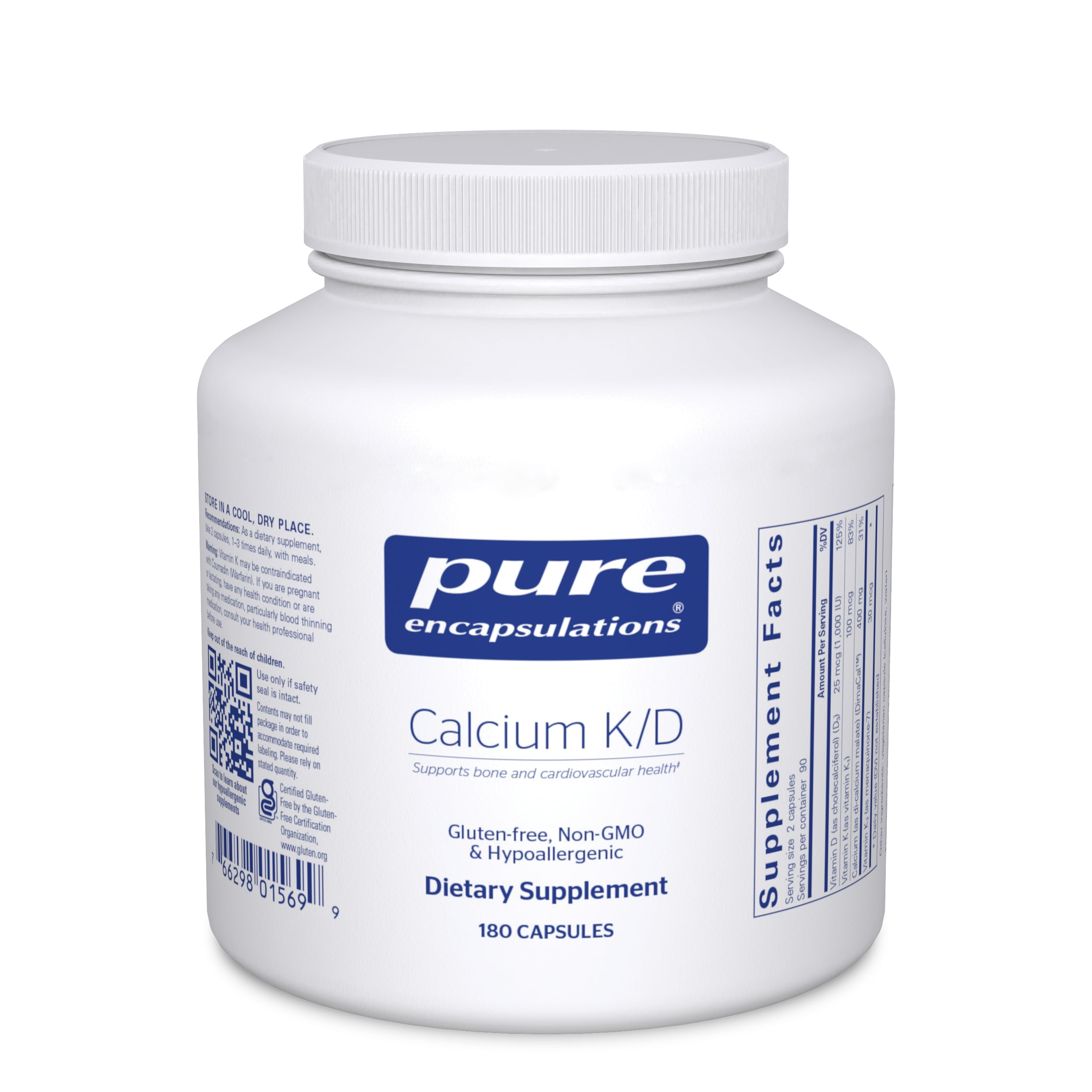 Pure Encapsulations - Calcium K/D Vitamins for Bone Strength, Immune ...