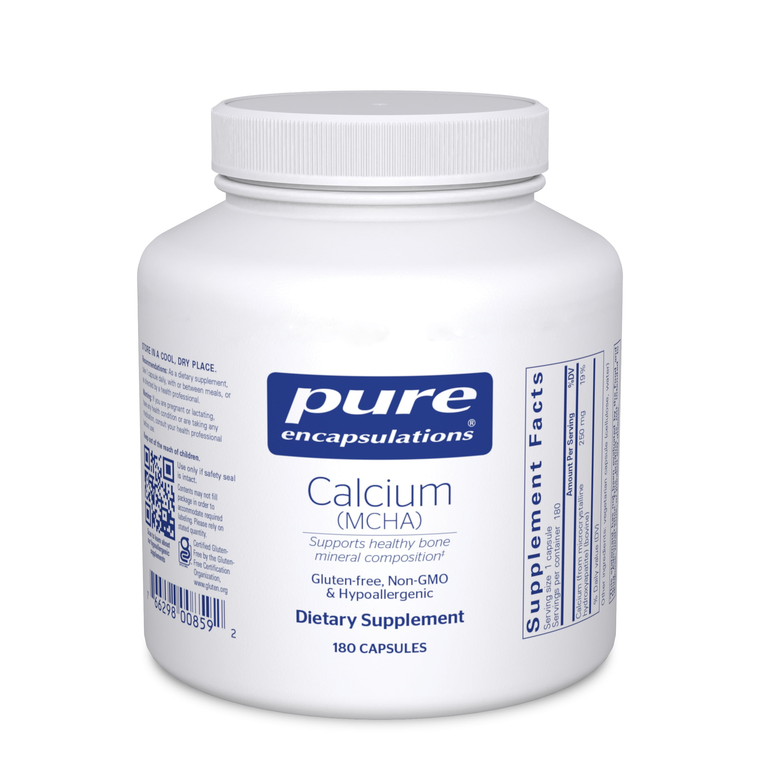 Pure Encapsulations - Hypoallergenic Calcium MCHA Tablets for Bone ...
