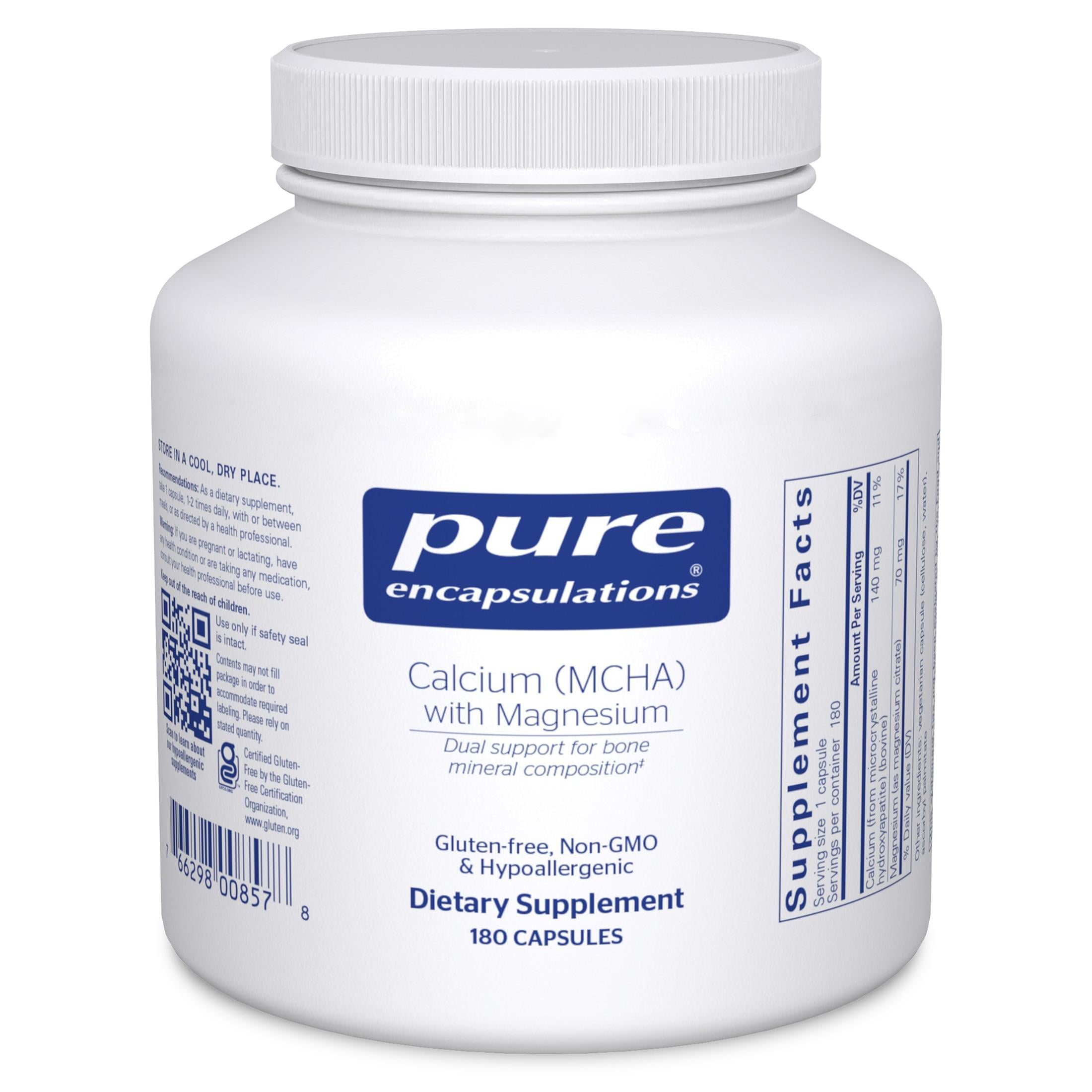 Pure Encapsulations Calcium MCHA with Magnesium | Hypoallergenic Bone ...