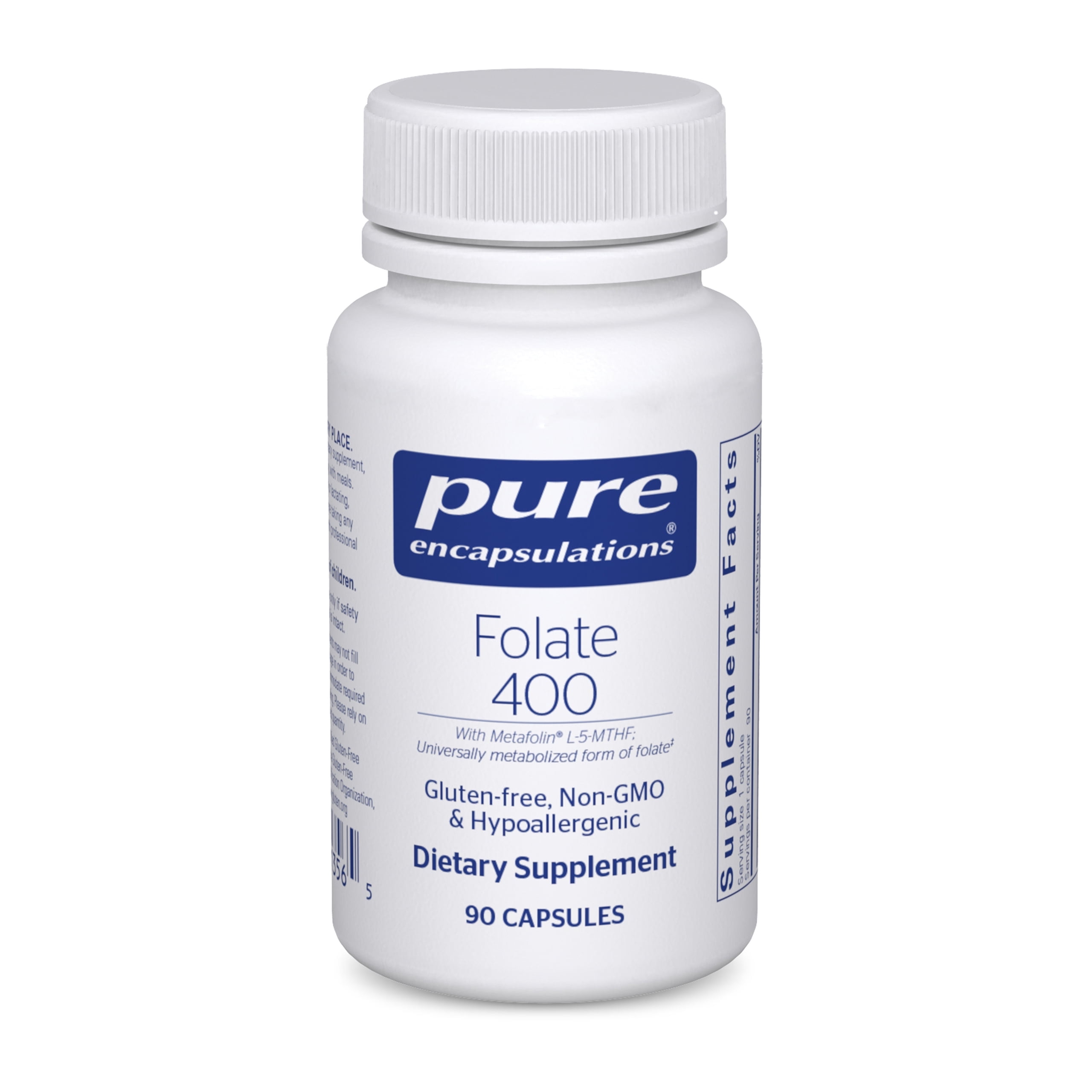 Pure Encapsulations Folate 400 mcg, Metafolin L-5-MTHF, Supports ...
