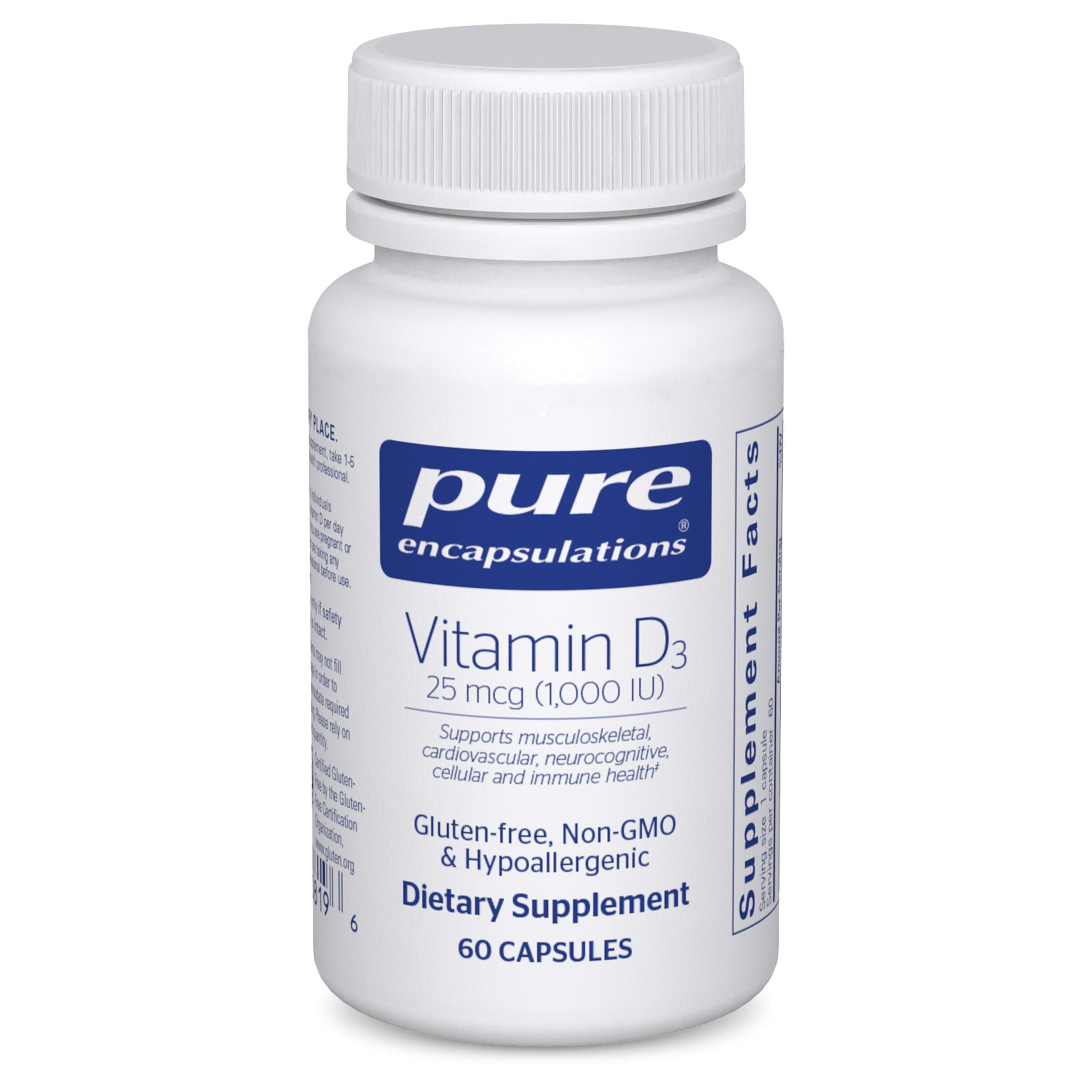 Pure Encapsulations Vitamin D3 25 mcg (1,000 IU) - Supplement to ...