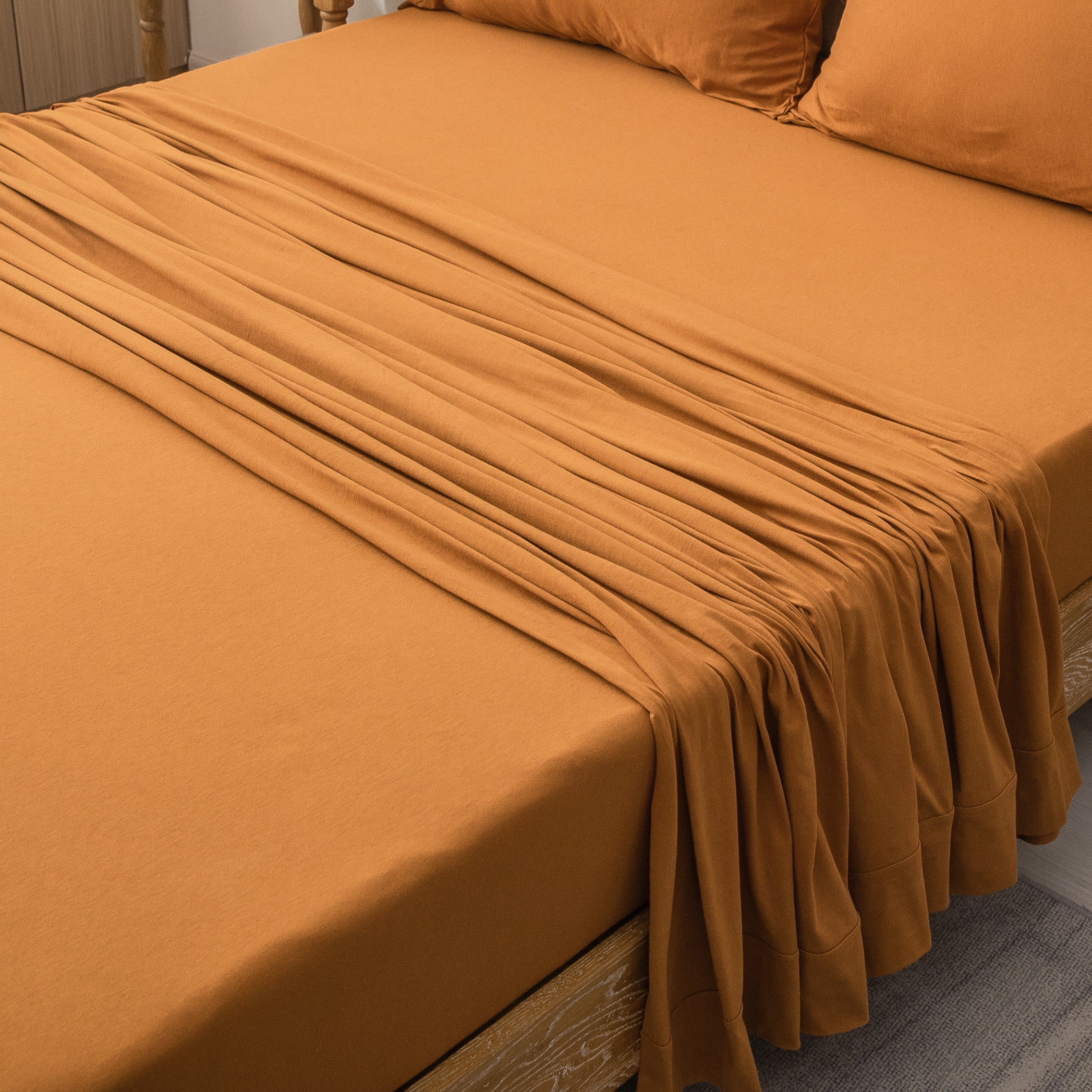 Pure Era 100% Cotton Jersey Knit Queen Size Flat Top Sheet, Super Soft ...