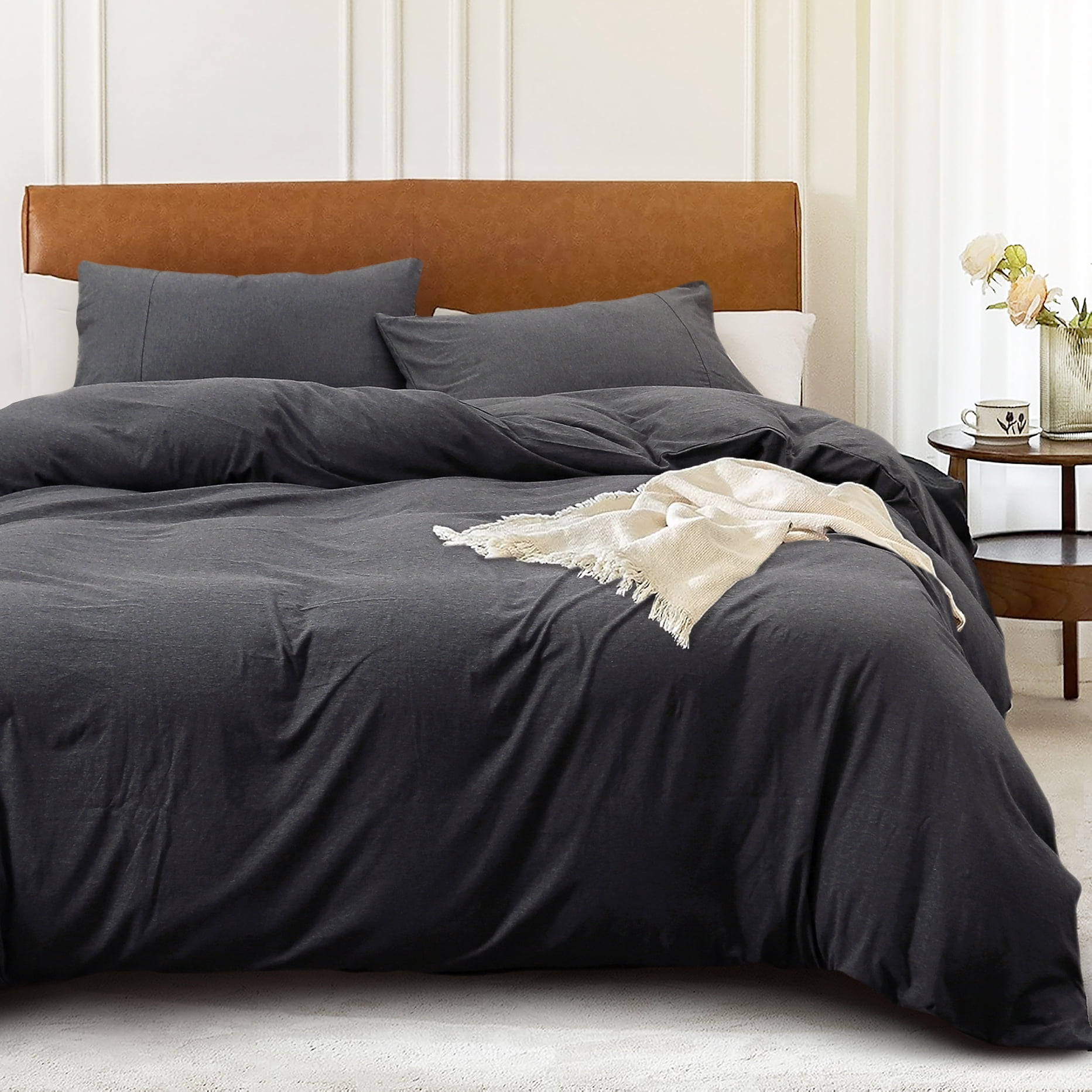 100% Pure Cotton Jersey King Size Duvet Cover Set by Pure Era, Soft ...