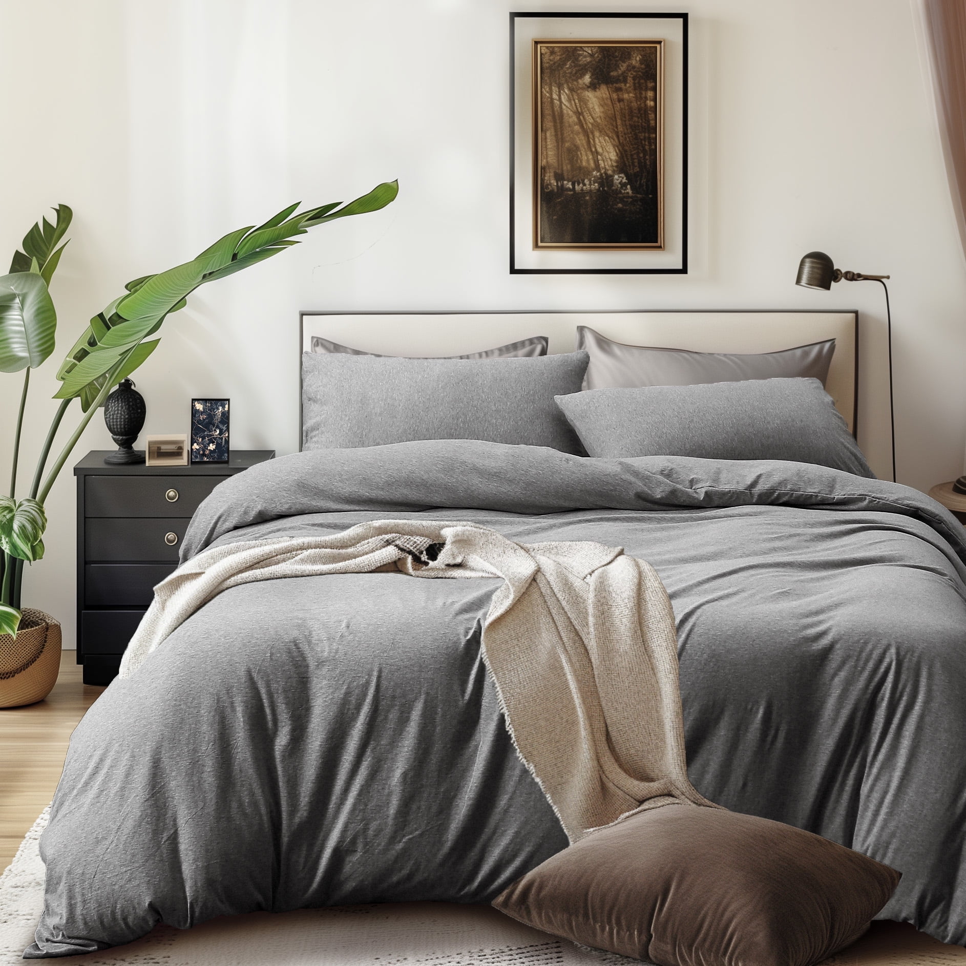 Pure Era Duvet Cover Set 100% Jersey Knit T-Shirt Cotton Ultra Soft ...