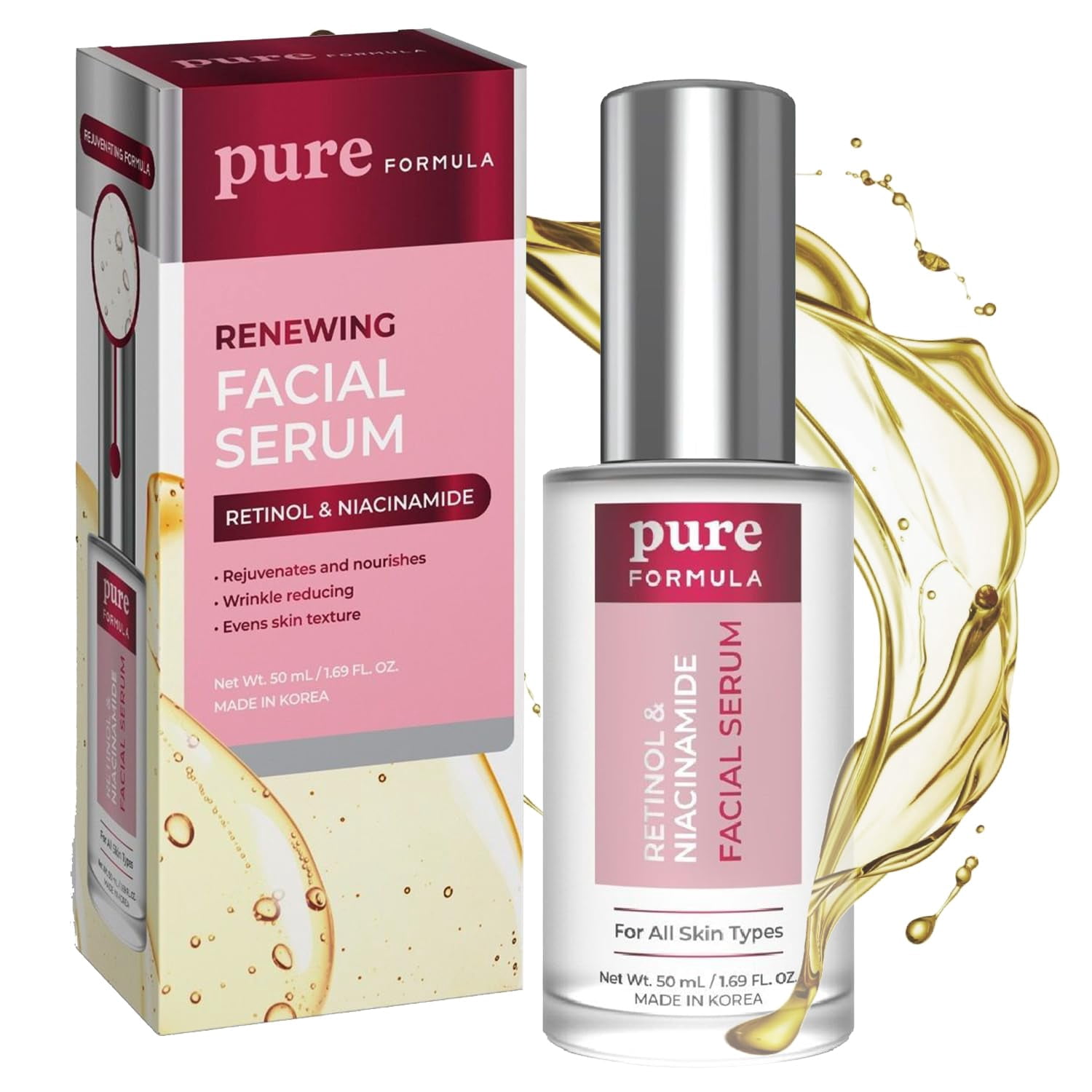 Pure Formula Retinol and Niacinamide Face Serum - Treats Acne Marks ...