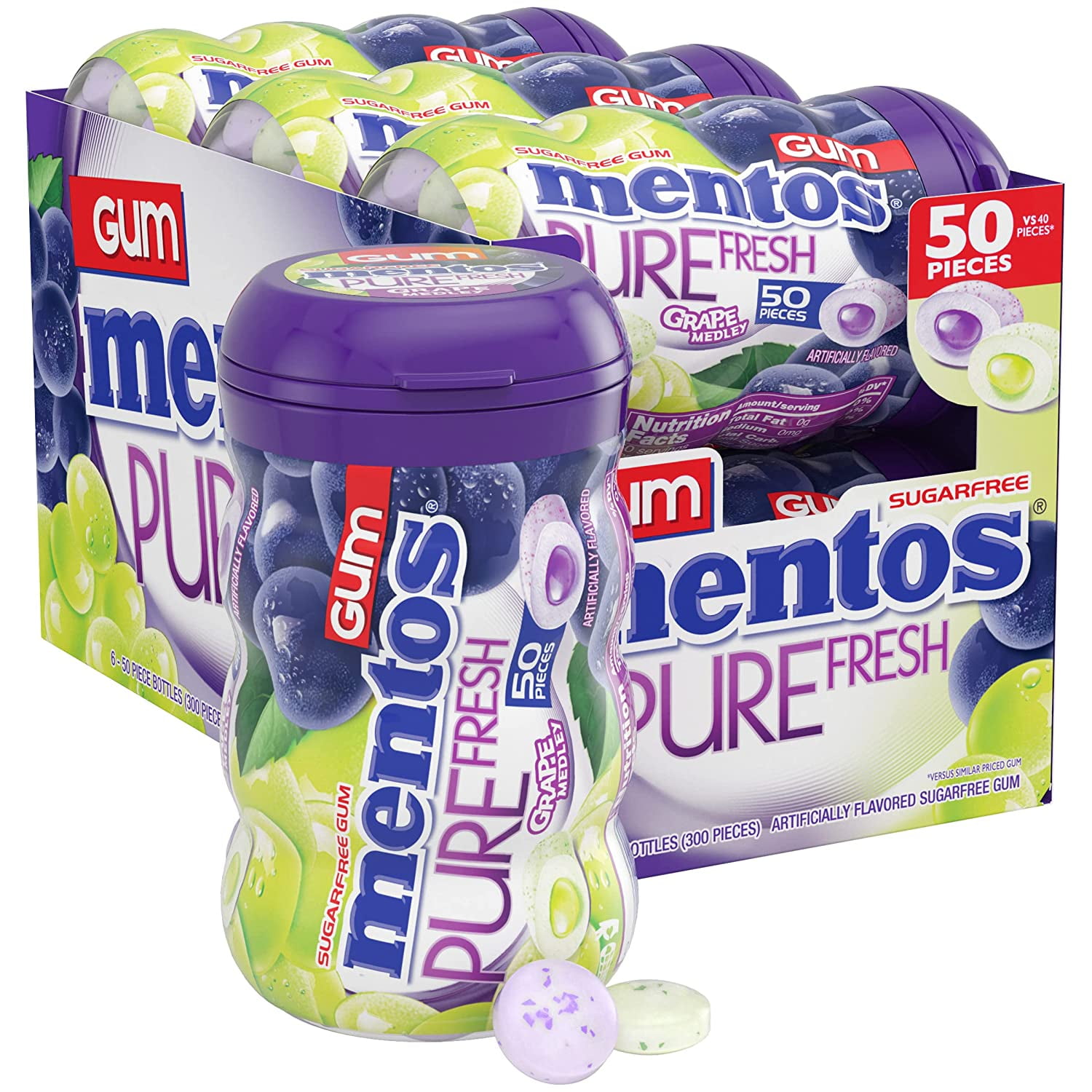 Pure Fresh Sugar-Free Chewing Gum with Xylitol, Grape Medley, 50 Piece ...