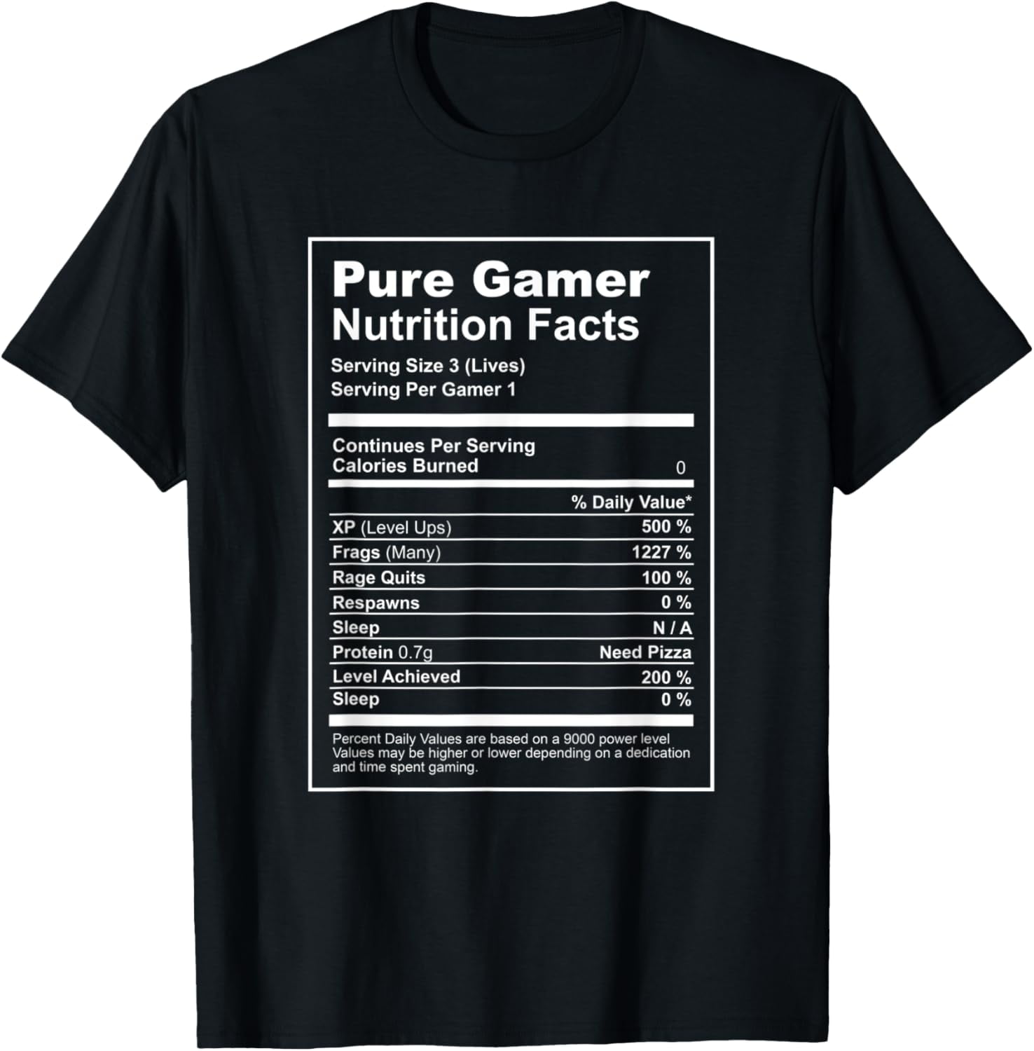 Pure Gamer Nutrition Facts Funny T-Shirt - Walmart.com