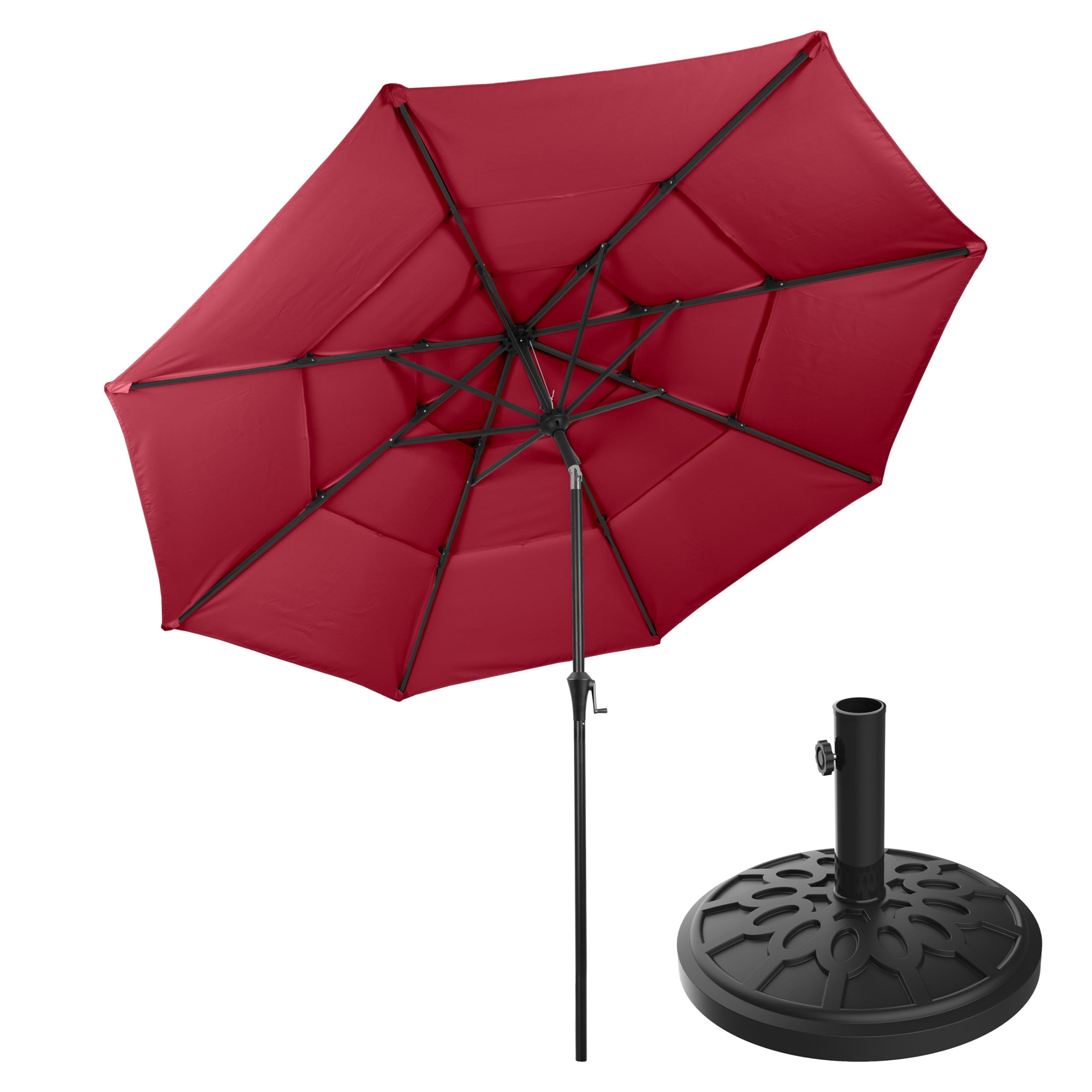 Pure Garden 10ft 3-Tier Umbrella for Patio Shade Canopy with 19lb Base ...