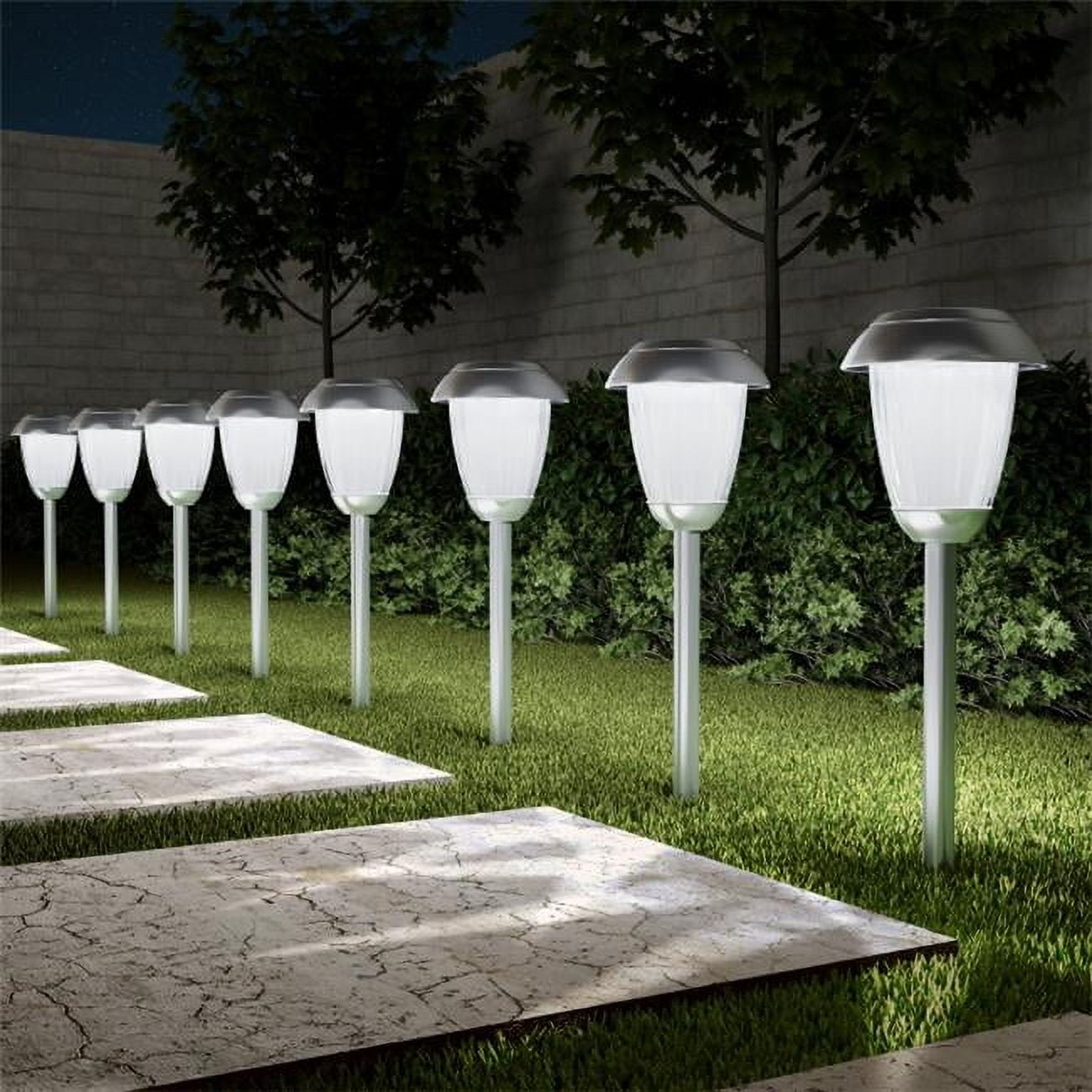 Pure Garden 16 in. Solar Path Tall Stainless Steel Outdoor Stake ...