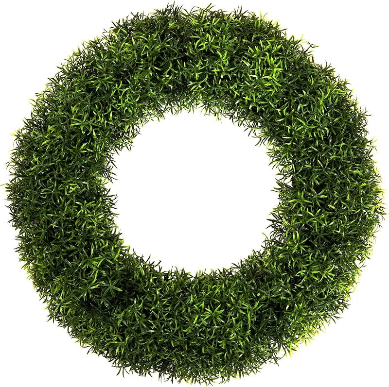 Pure Garden 19.5-Inch Boxwood Wreath - Round UV Resistant Artificial ...