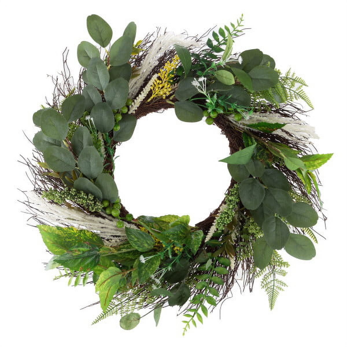 Pure Garden 22-Inch Artificial Sweet Anne Eucalyptus Wreath for Home ...