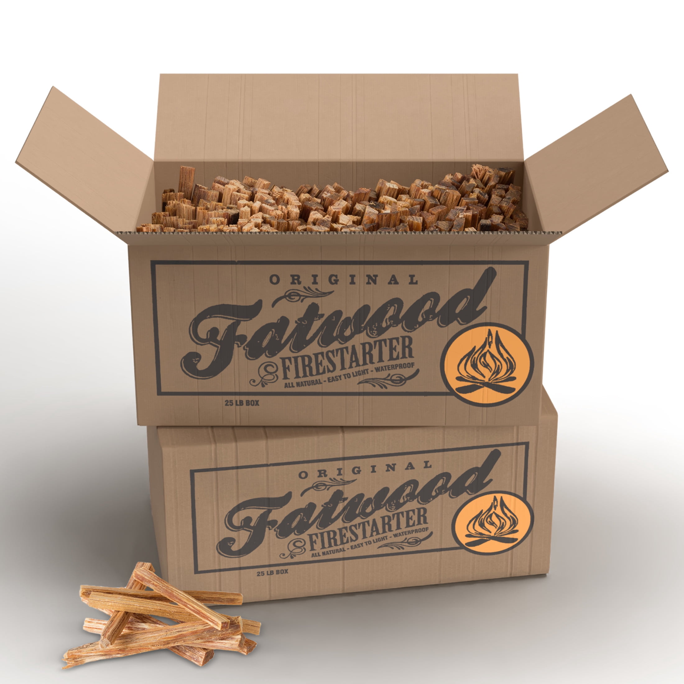 Pure Garden 25lb Box Fatwood Pine Wood Fire Sticks 2-Pack - Indoor or ...