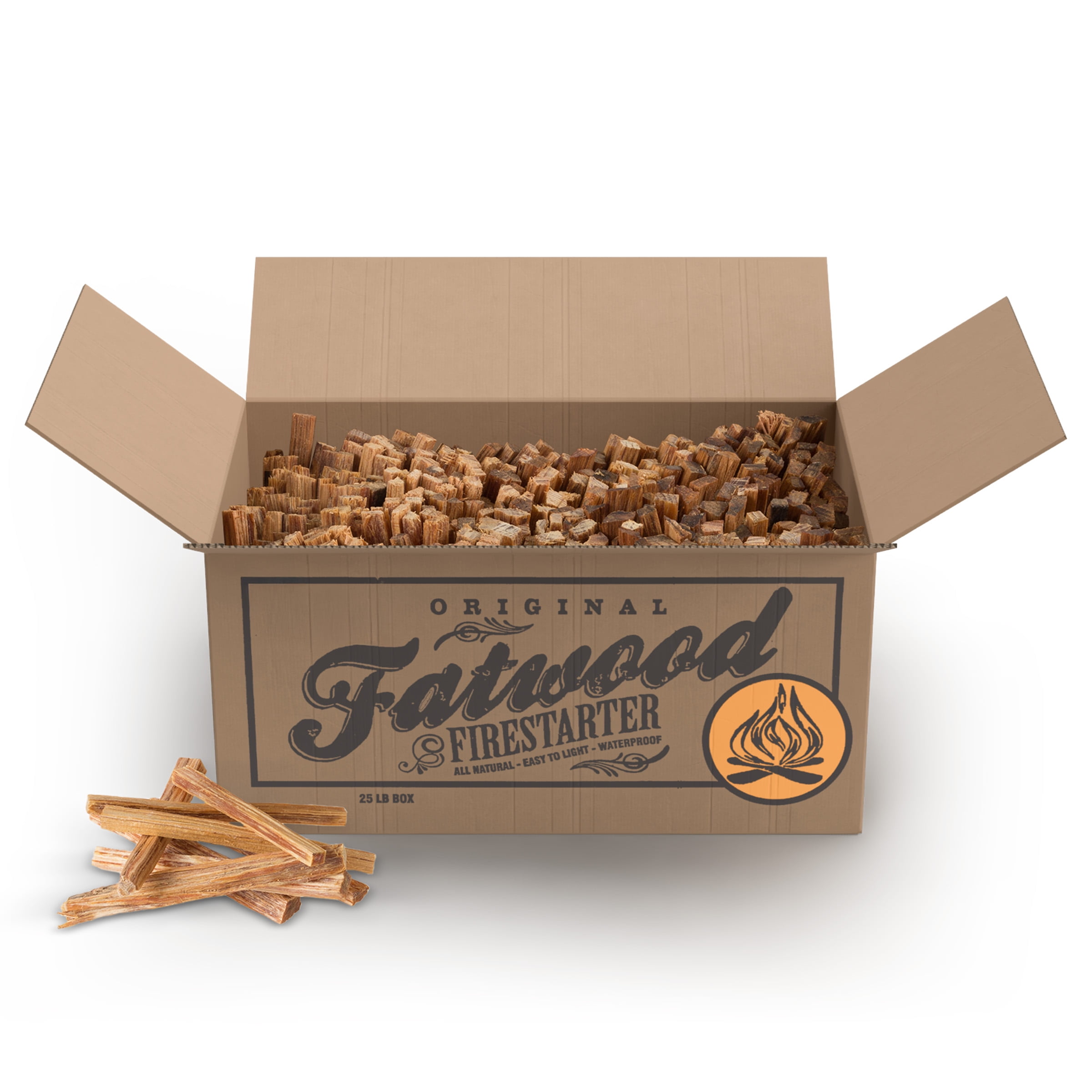 Pure Garden 25lb Fatwood Pine Fire Starter Sticks, 1 Box for Campfire ...