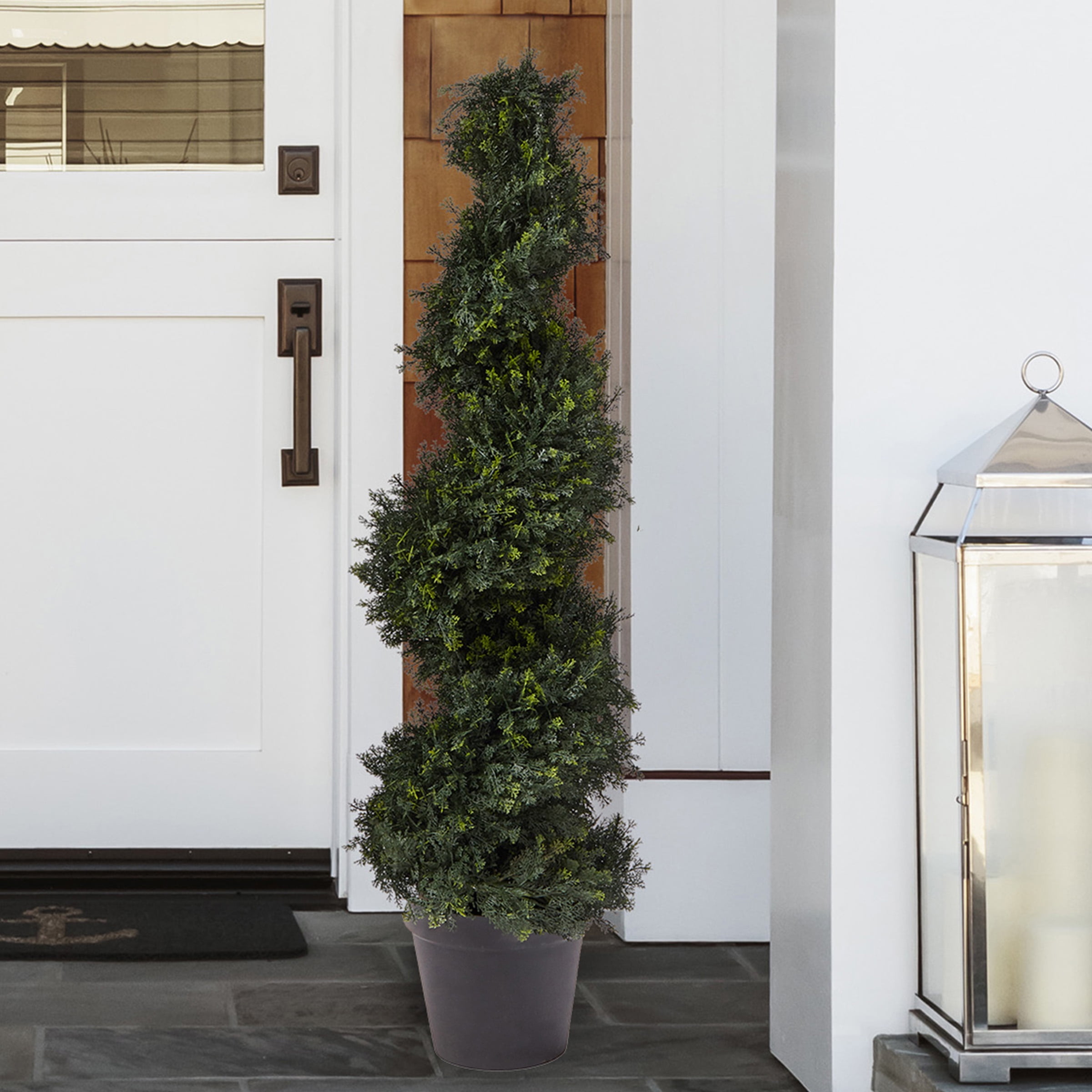 Pure Garden 4FT Indoor/Outdoor Spiral Cypress Artificial Tree with Pot ...