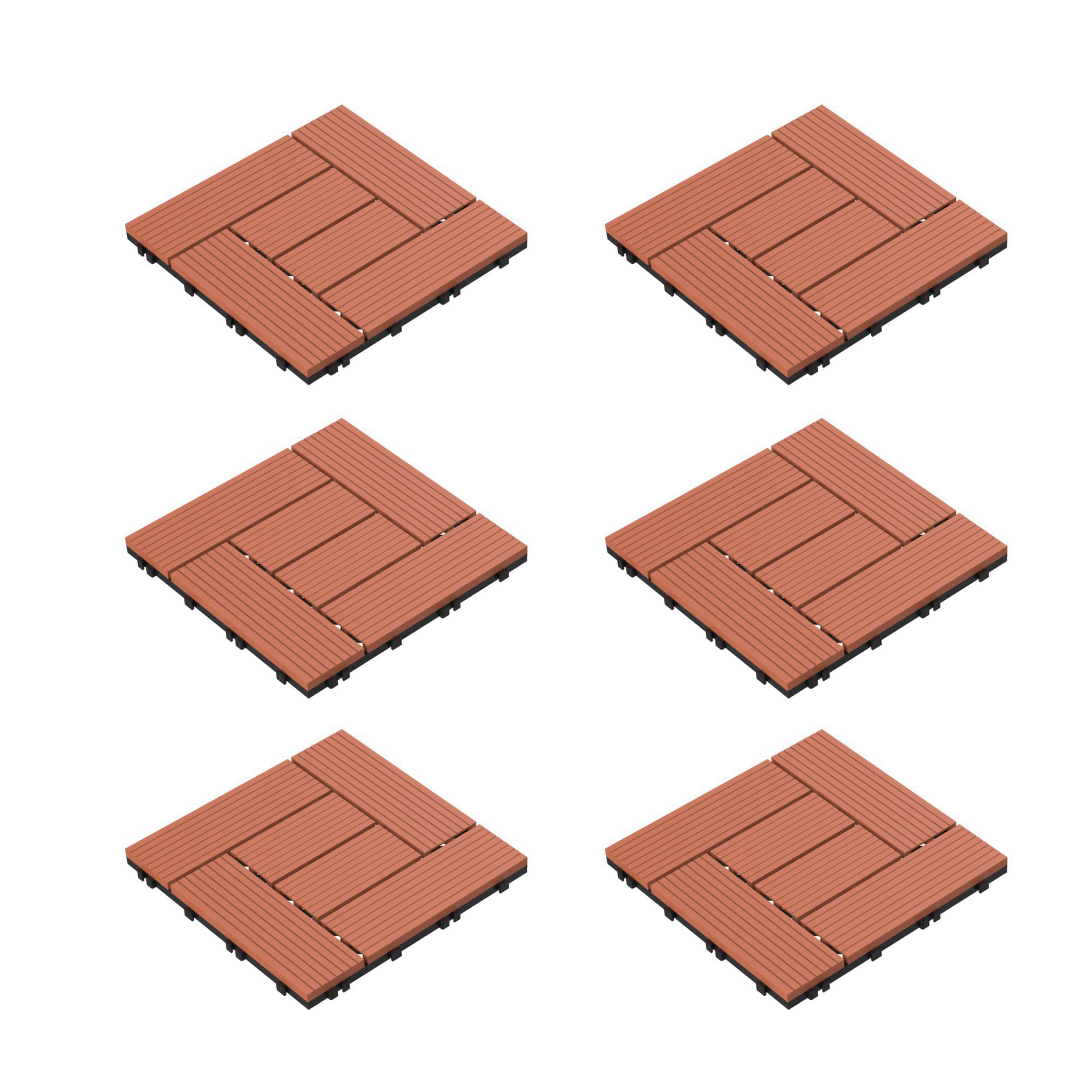 Pure Garden 6-Pack Interlocking Weather-Resistant Deck Tiles ...