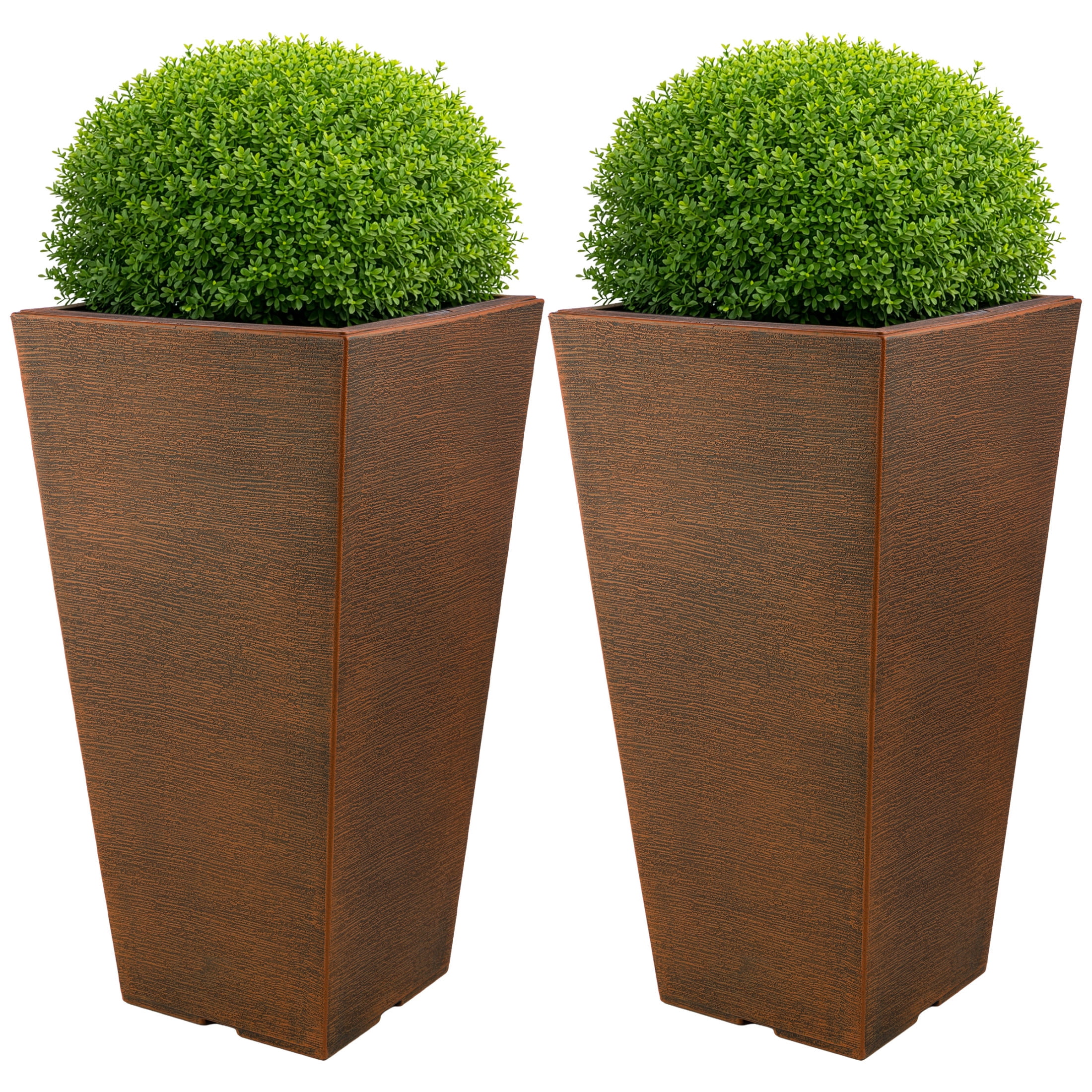 Pure Garden Large Outdoor Planters 2-Pack - 22.4” Tall Planters for ...