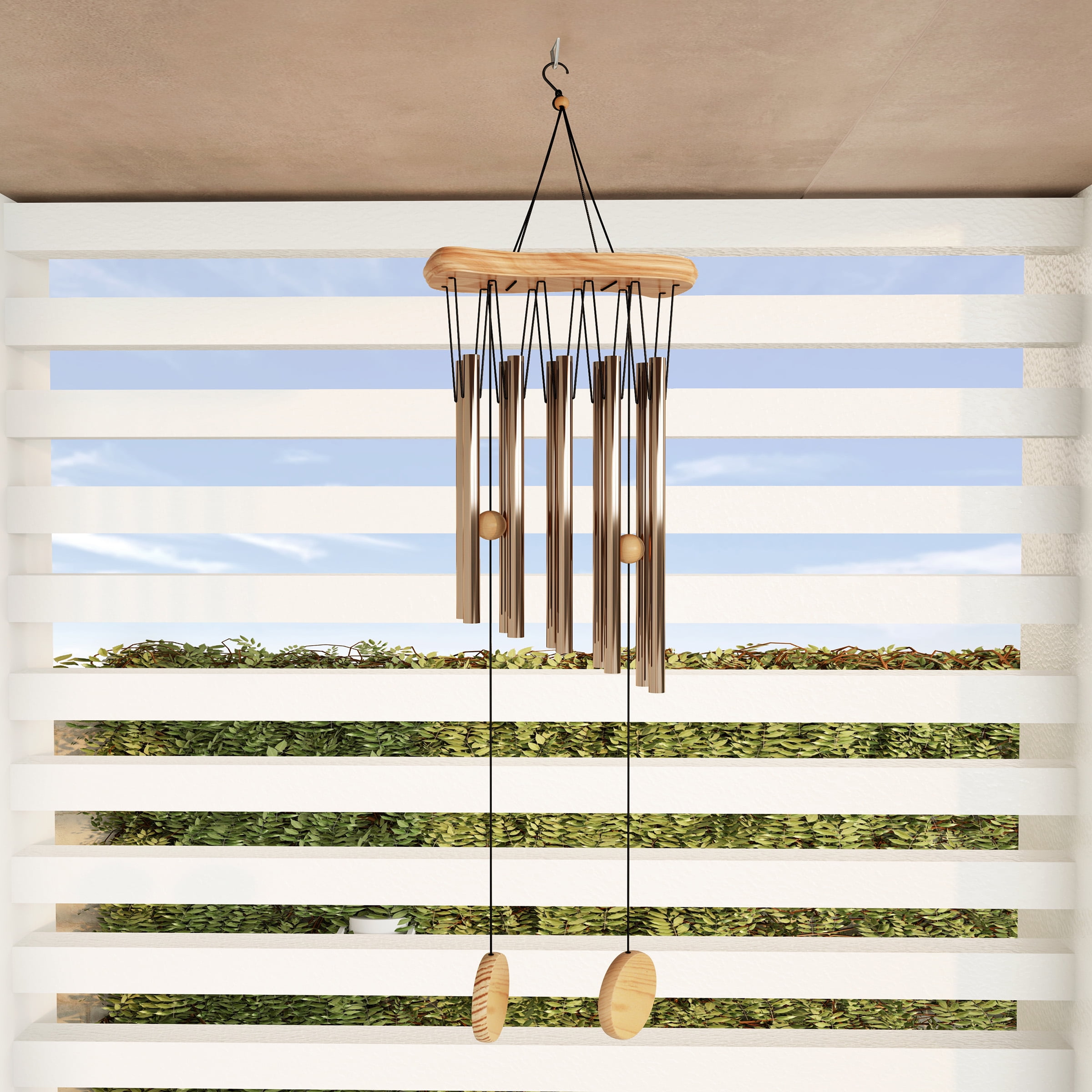 Pure Garden Metal and Wood Wind Chimes for Soothing Outdoor Decor ...