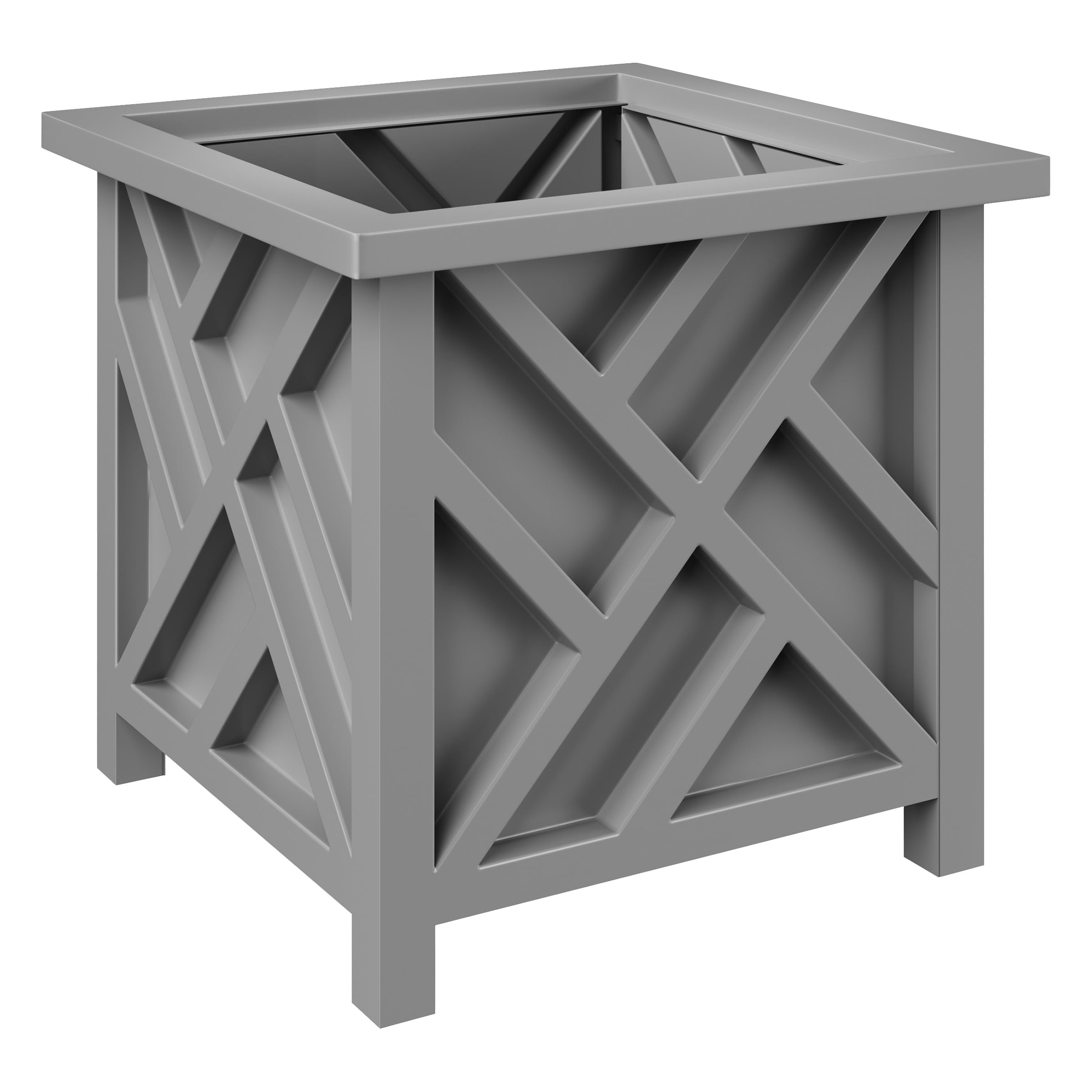 Pure Garden Outdoor Lattice Planter Box - 15.5-Inch Plant Pot, Gray ...