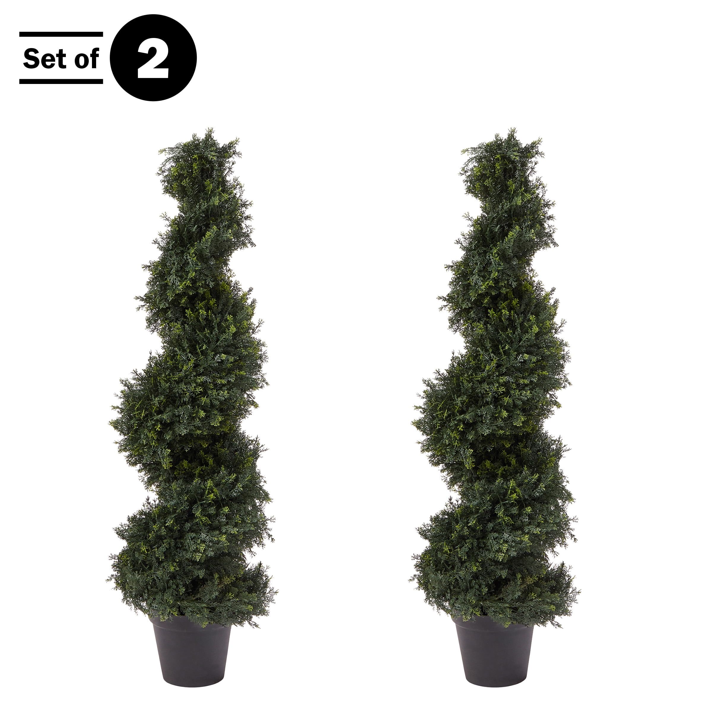 Pure Garden 4FT Spiral Cypress Artificial Trees - Protectant - Walmart.com