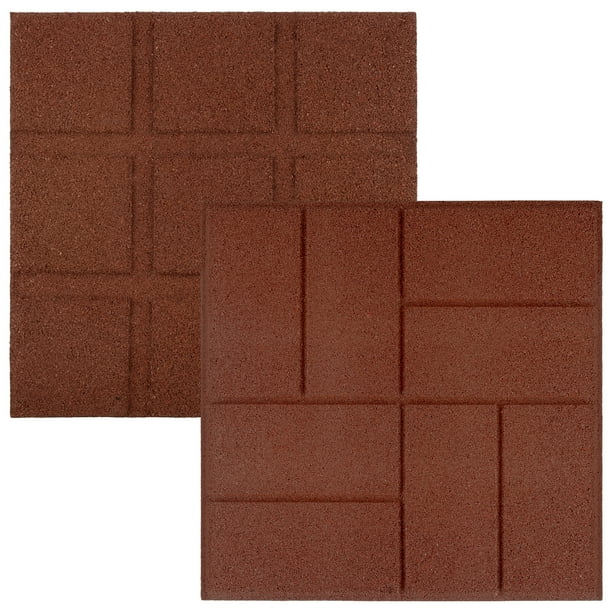 Pure Garden Square Rubber Deck Tiles 8-Pack - 28SQFT Outdoor Flooring ...