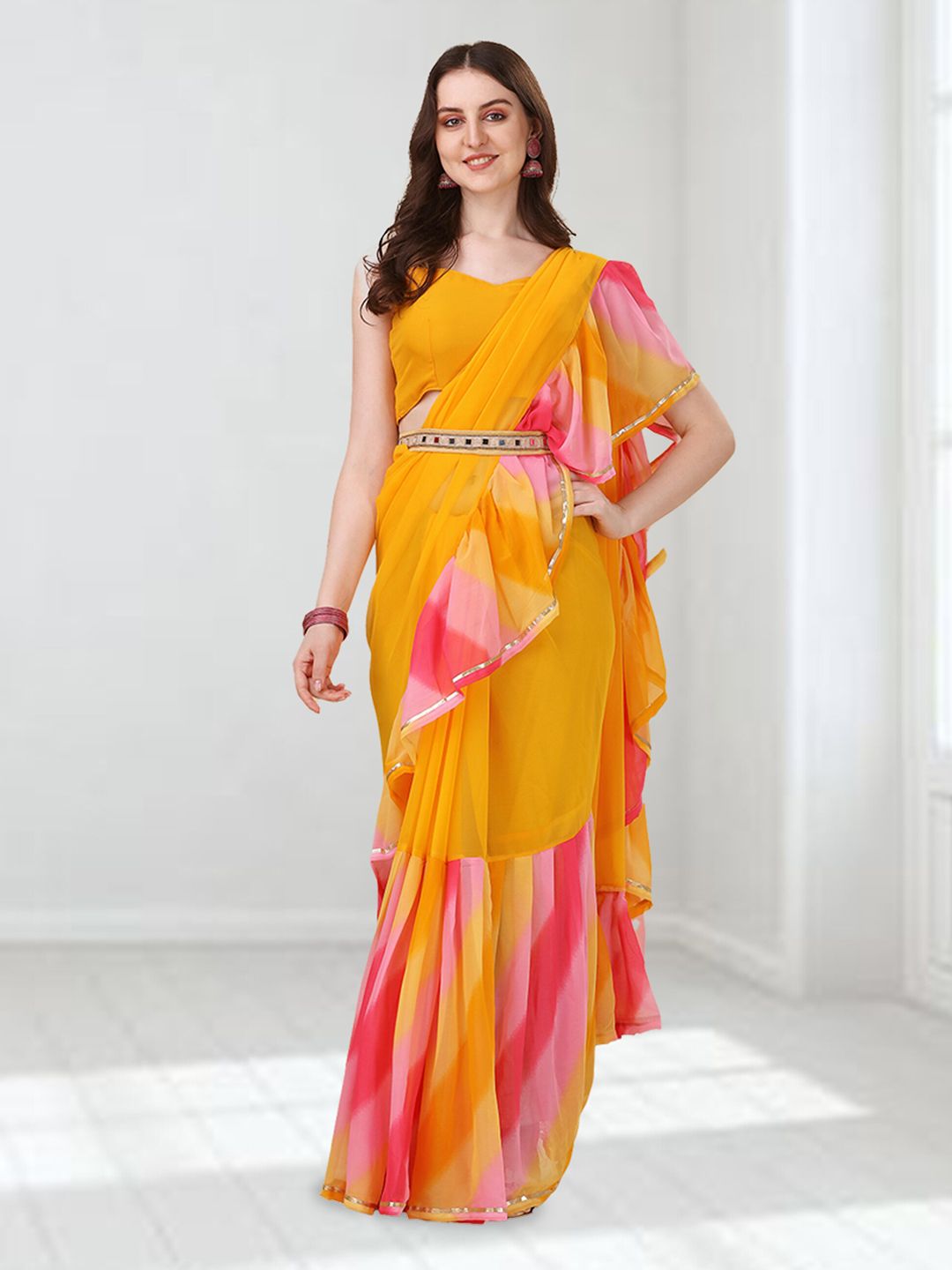 Pure Georgette Ruffles Saree - 23580482 - Walmart.com