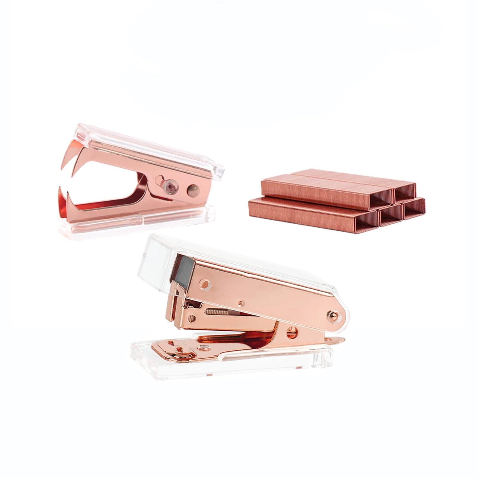 Pure Gold Mini Stapler with Staples Set Clear Acrylic Metallic Manual ...
