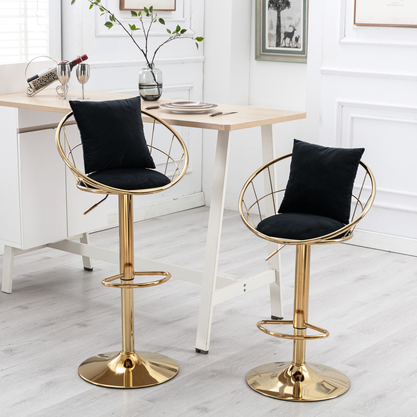 Pure Gold Plated, Adjustable Height - Ornate Velvet Bar Chairs for ...