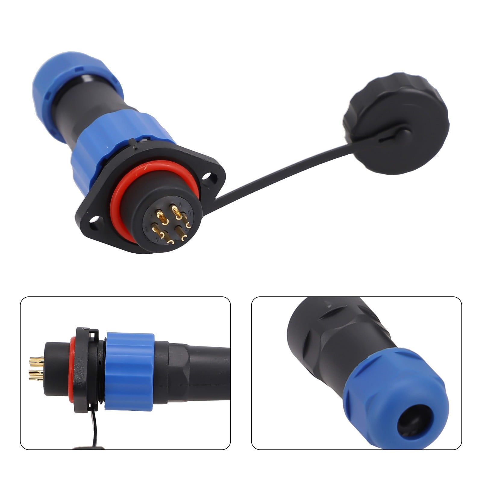 Pure Gold Plated Contact Pins SP16 Waterproof IP68 Panel Mount Aviation Cable Connectors 2 9P ...