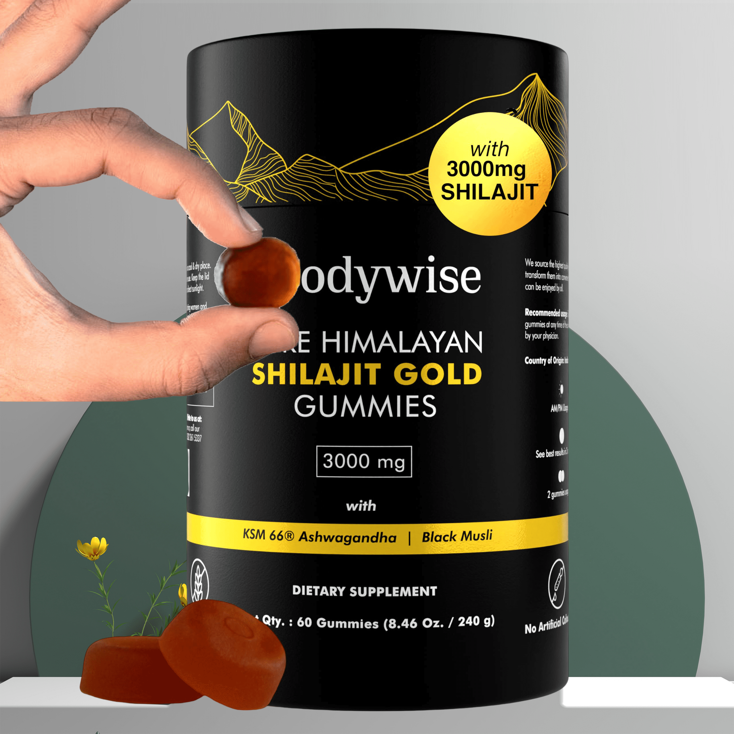 Pure Himalayan Shilajit Gummies Gold 100% Natural & Organic I 60 Gummy ...