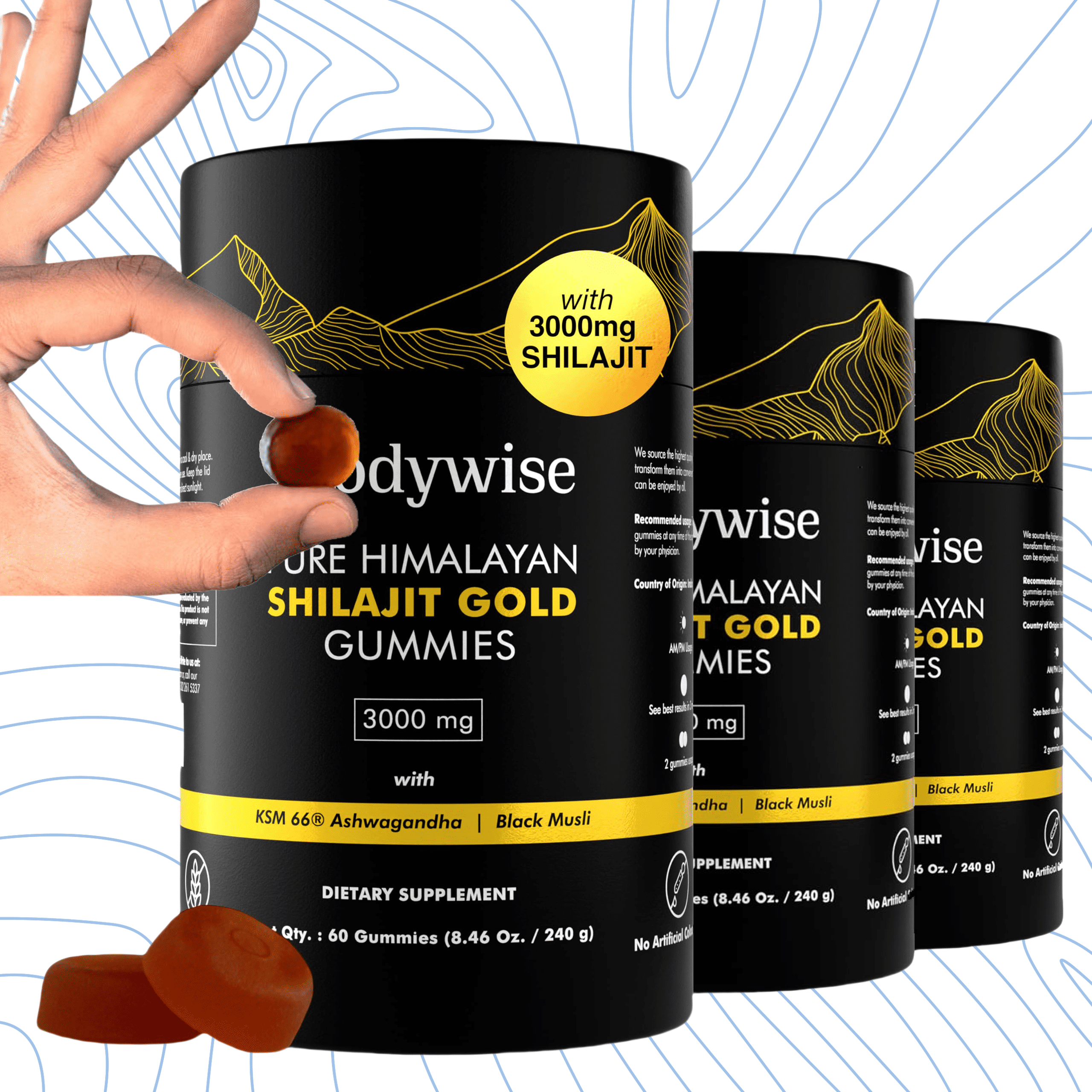 Pure Himalayan Shilajit Gummies Gold 100% Natural & Organic I 60 Gummy ...